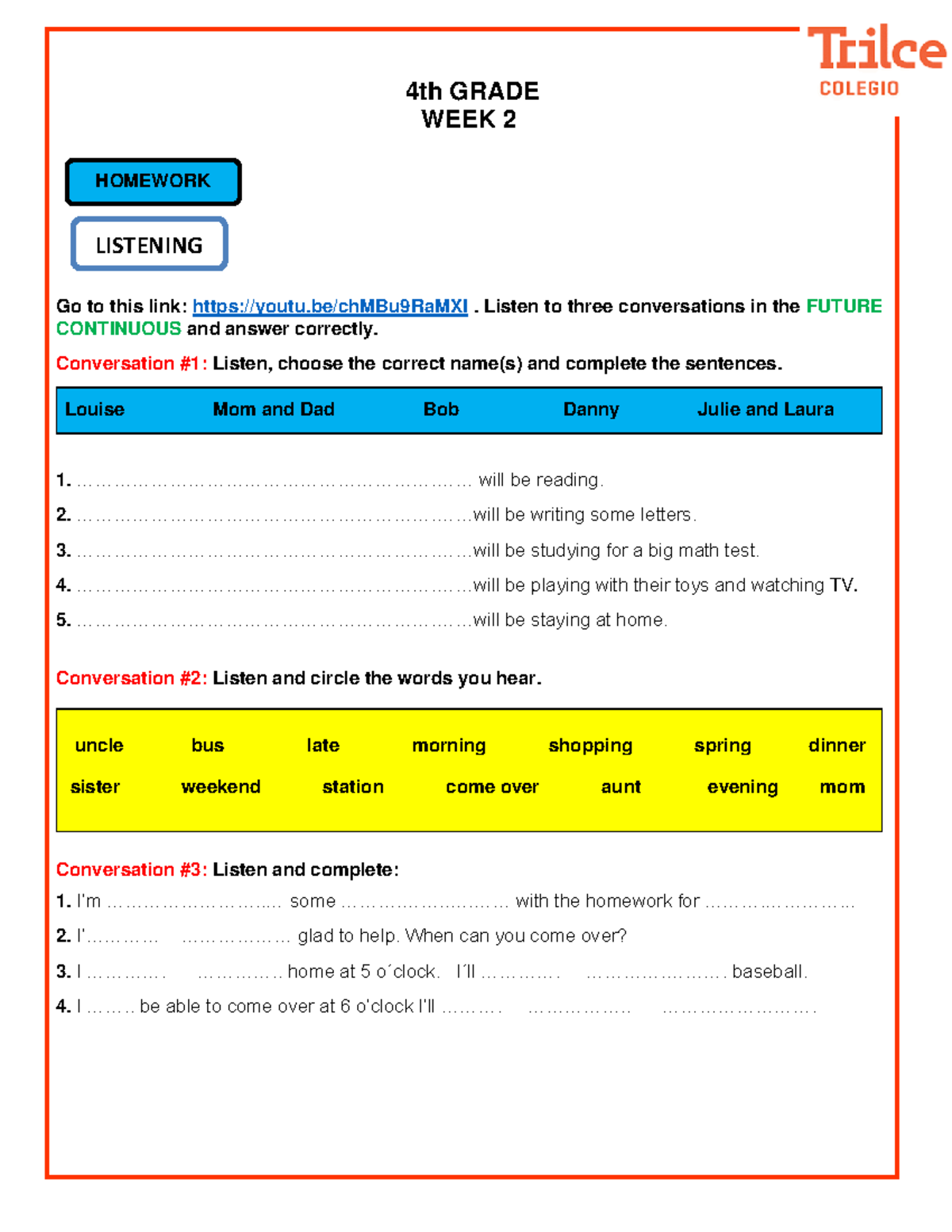 4th grade hmwrk week 2 1 - verdadero - 4th GRADE WEEK 2 Go to this link ...