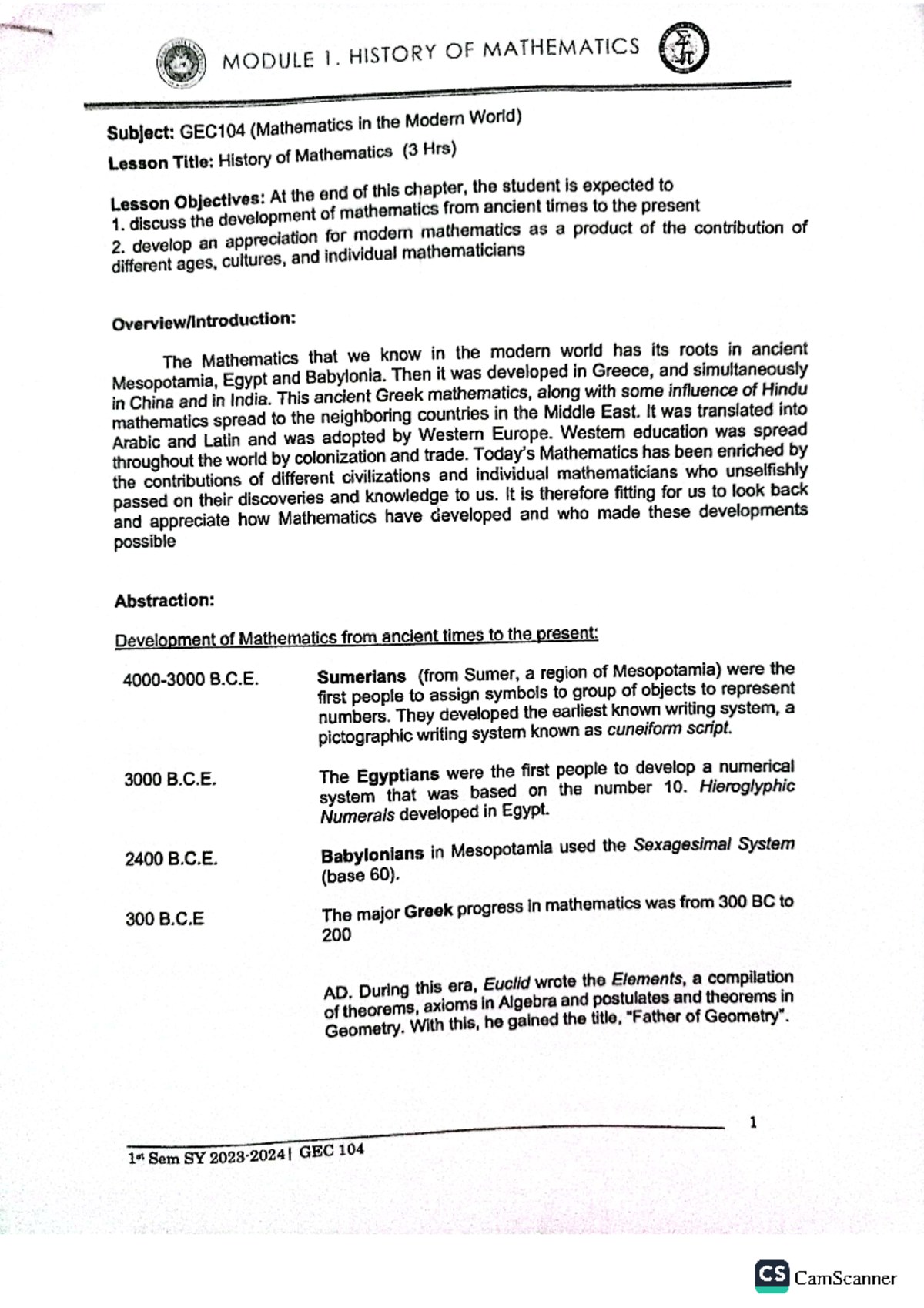 MMW- Module-1 - Introduction to College Math - CamScanner CamScanner ...