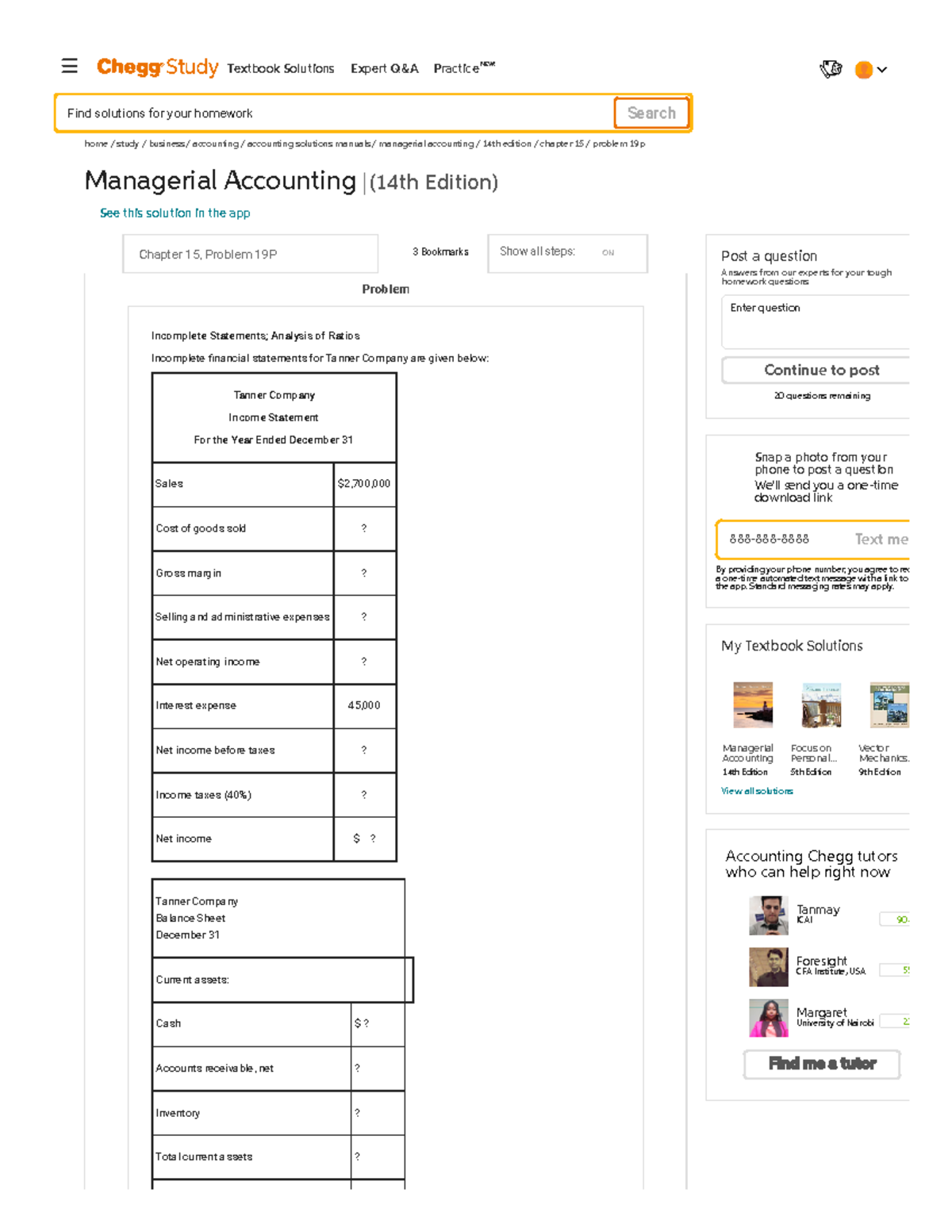 Solved Incomplete Statements; Analysis of Ratios Incomplete fin ...