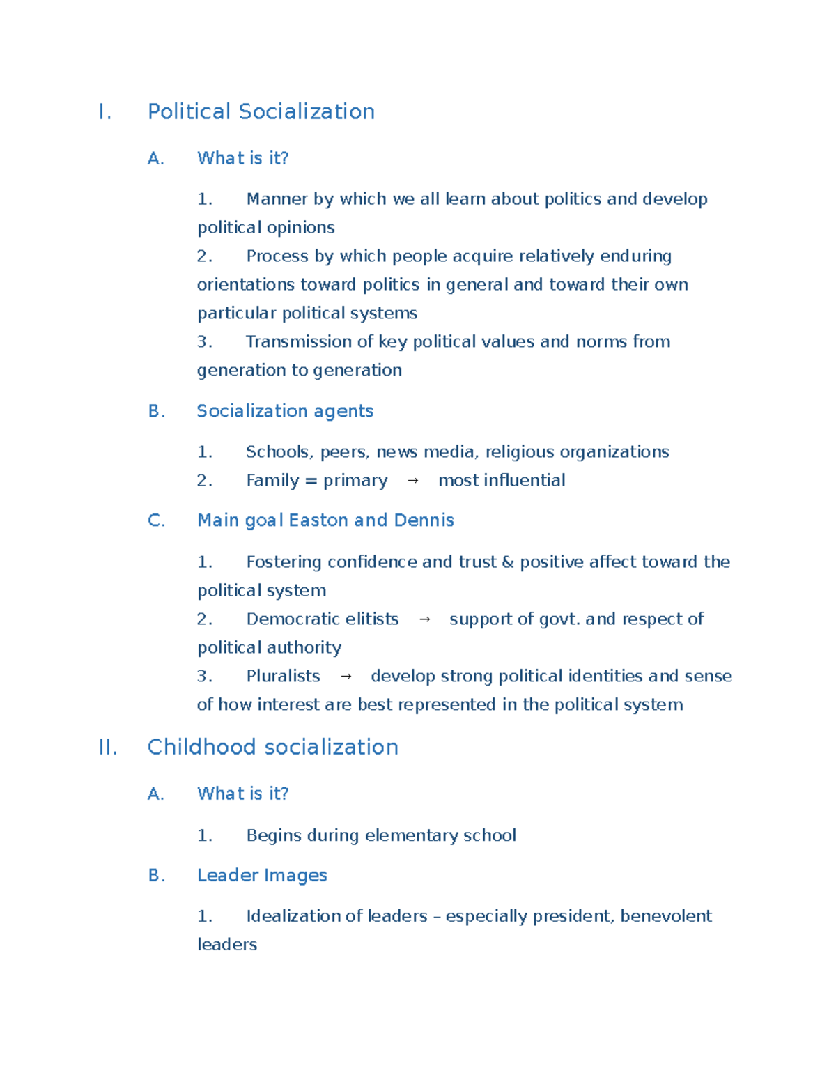 Political Socialization - I. Political Socialization A. What is it ...