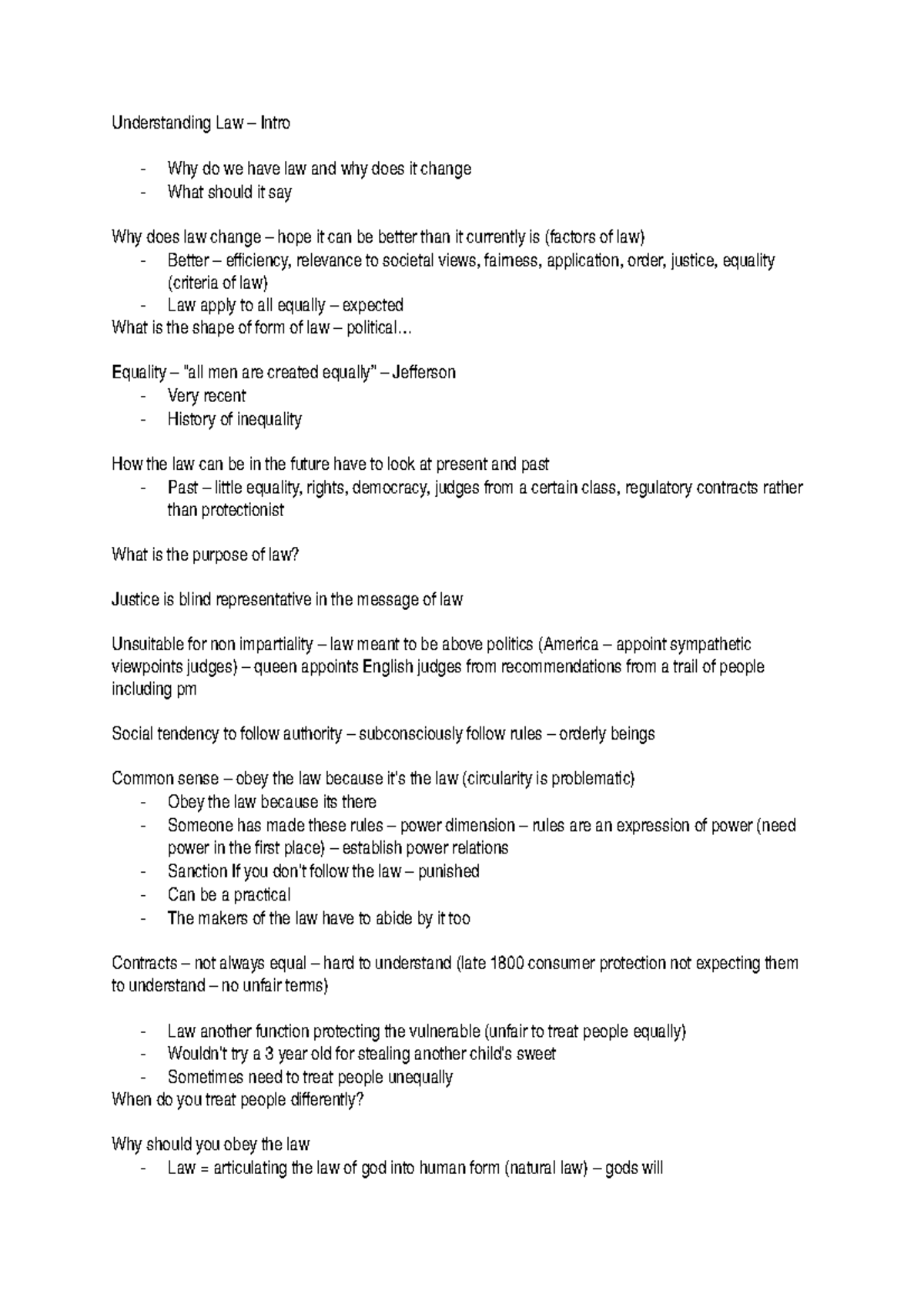 Understanding Law - intro - Understanding Law – Intro Why do we have ...