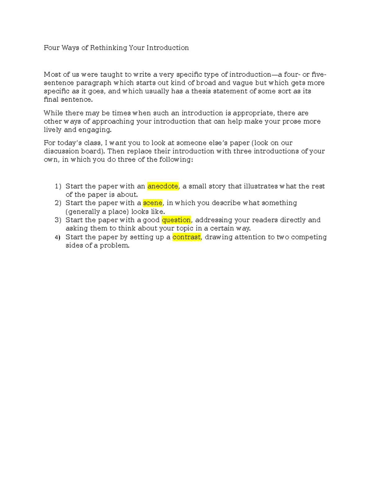 Four Ways of Rethinking Your Introduction - While there may be times ...