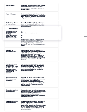 Evidence Outline - EVIDENCE OUTLINE General principles of relevance a ...