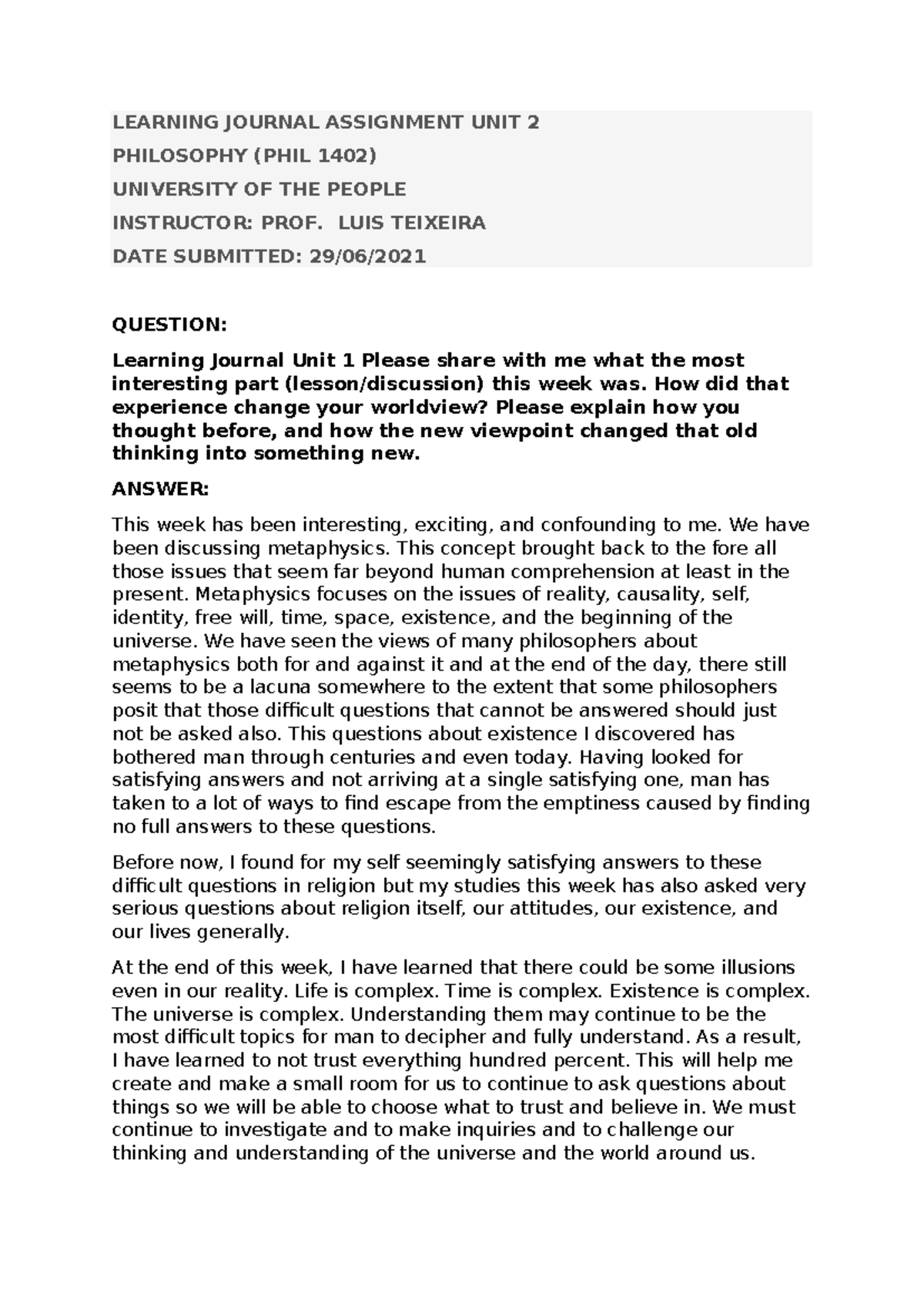 Learning Journal Assignment UNIT 2 - LEARNING JOURNAL ASSIGNMENT UNIT 2 ...