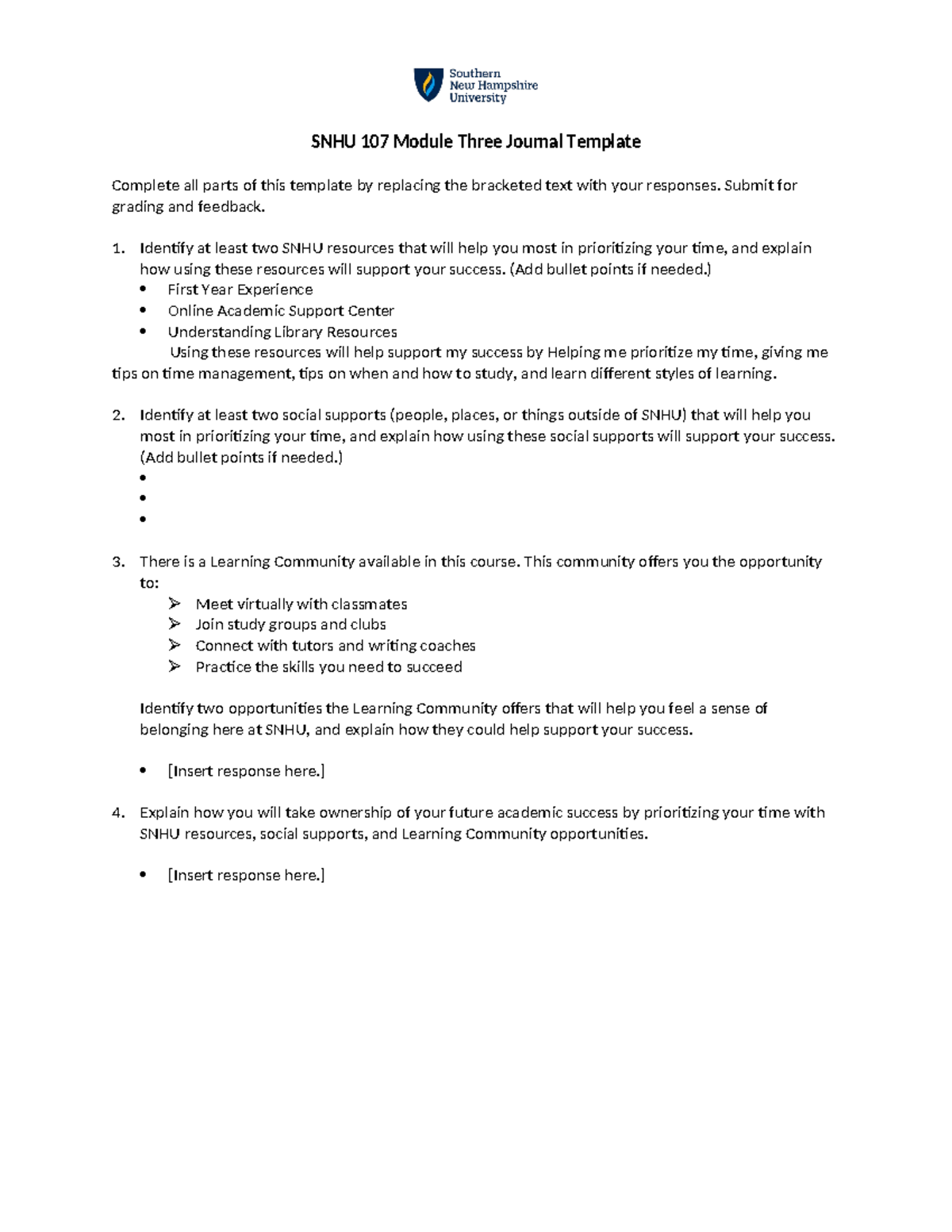 SNHU 107 Module Three Journal Template - SNHU 107 Module Three Journal ...