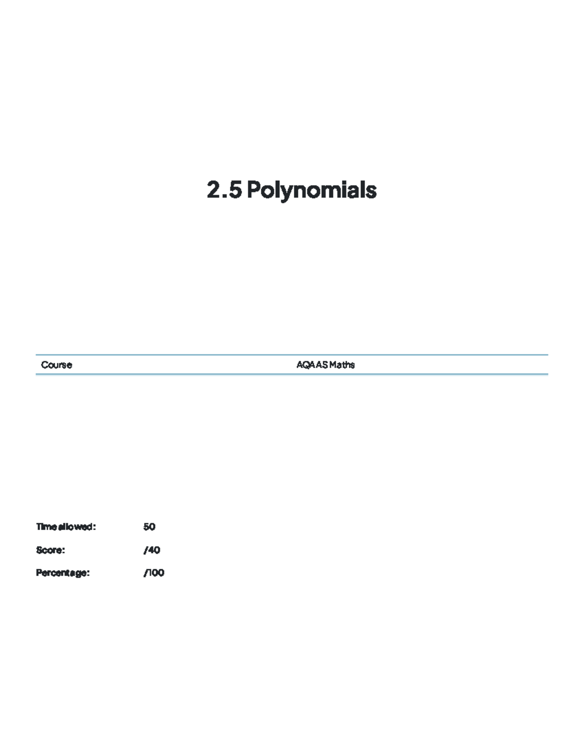AQA A-level maths Polynomials Questions - 2 Qu Peolstiyonnom Papiaerls ...