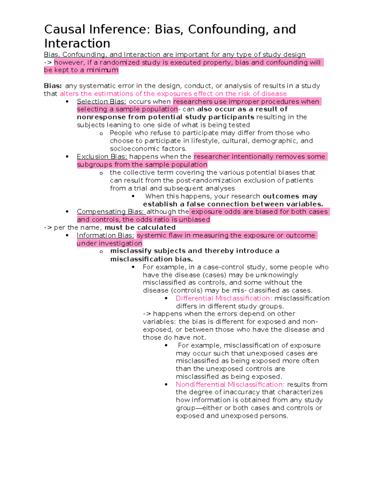 Causal Inference Bias Confounding And Interaction Notes Causal Inference Bias Confounding