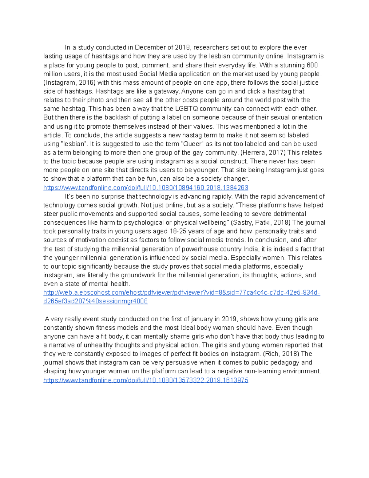 Research prospectus - In a study conducted in December of 2018 ...