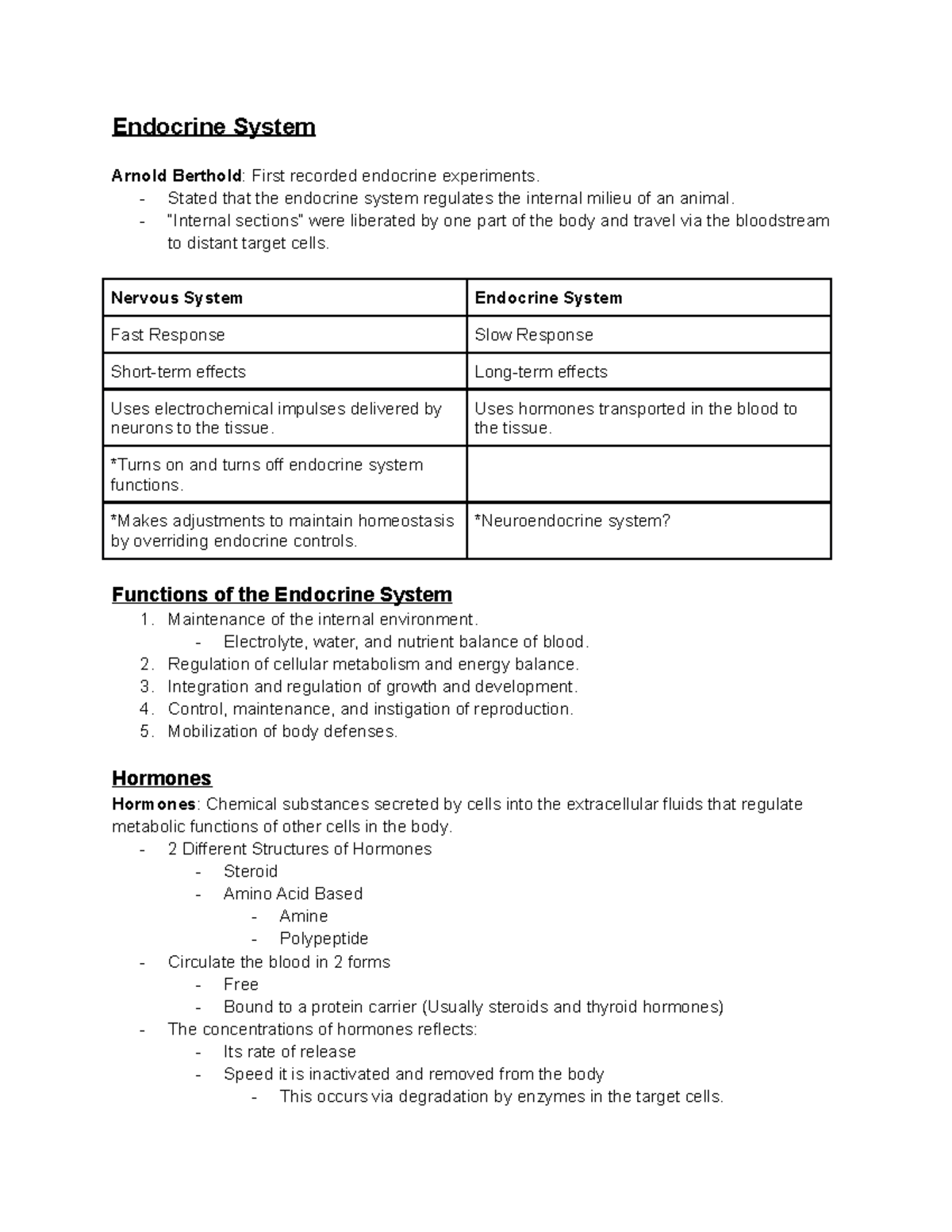 KIN170 - Endocrine System - Endocrine System Arnold Berthold : First ...