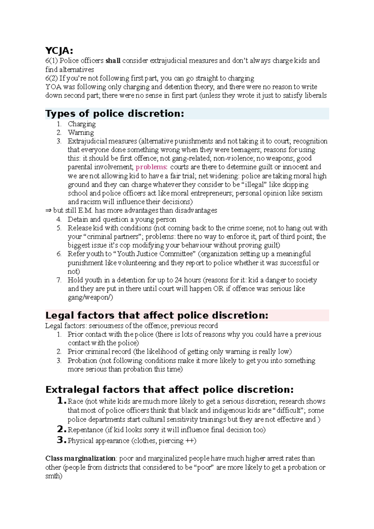 Lecture 14 youth - Taught by Chris Hay - YCJA: 6(1) Police officers ...