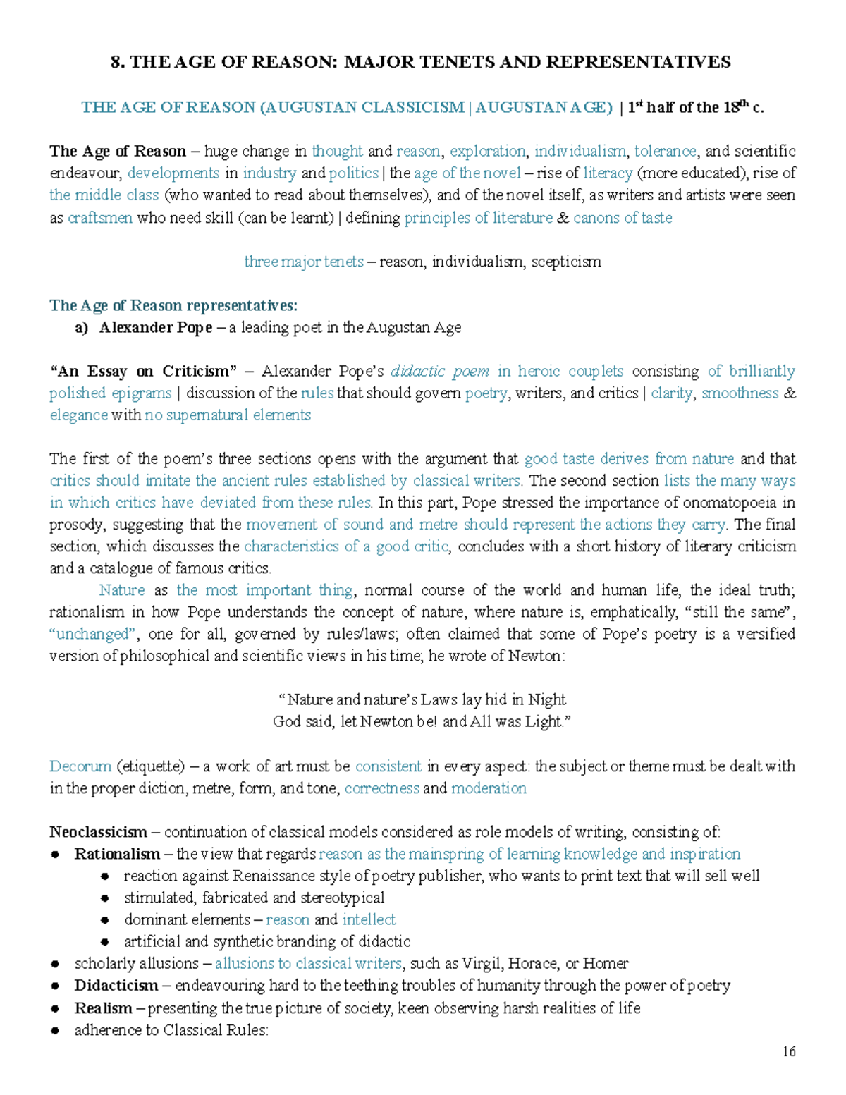 Topic 8-for-the-BA - 8. THE AGE OF REASON: MAJOR TENETS AND ...