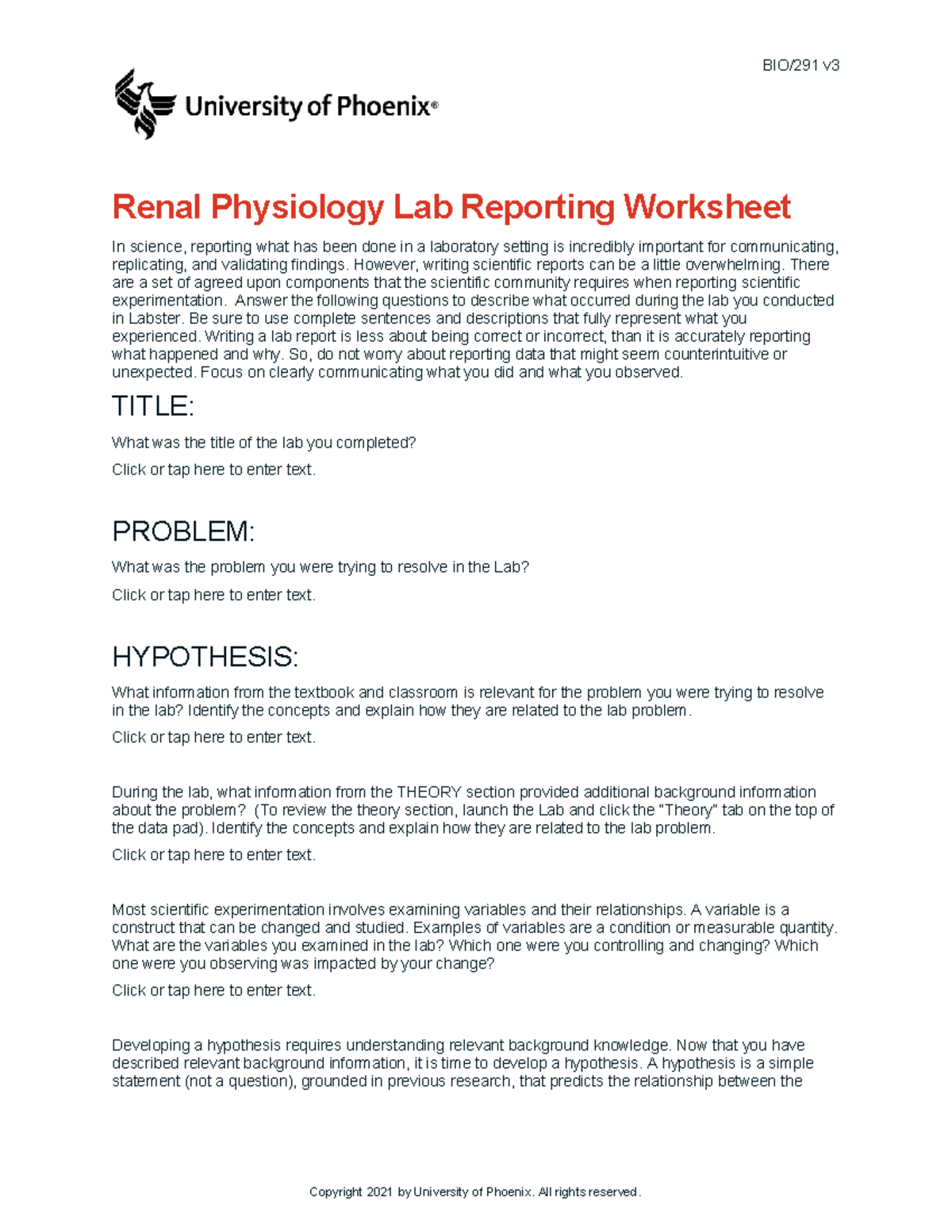 Bio291 v3 wk5 the renal physiology lab report - BIO/291 v Renal ...