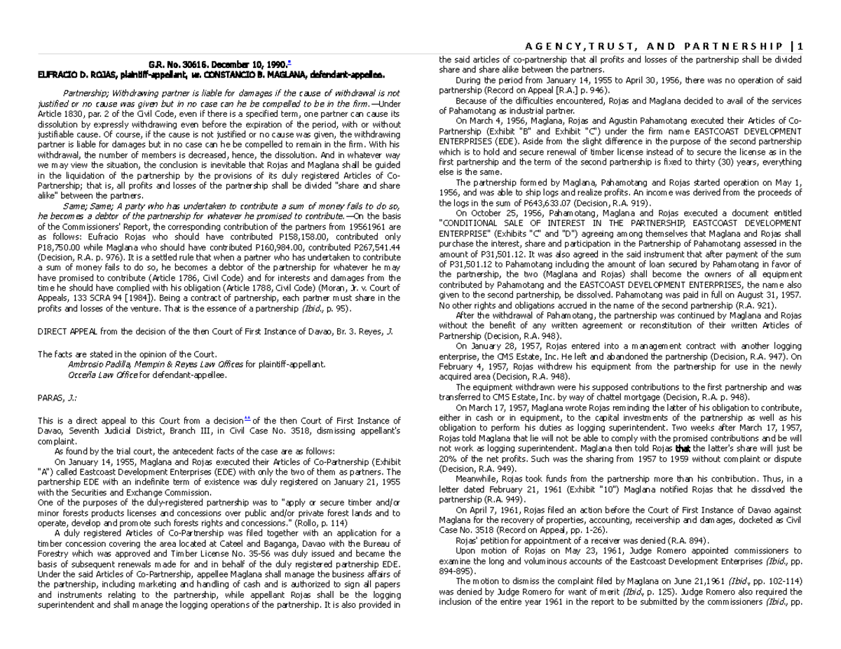 ATP- October 10 - ERTYUIOP[ - G. No. 30616. December 10, 1990. EUFRACIO ...