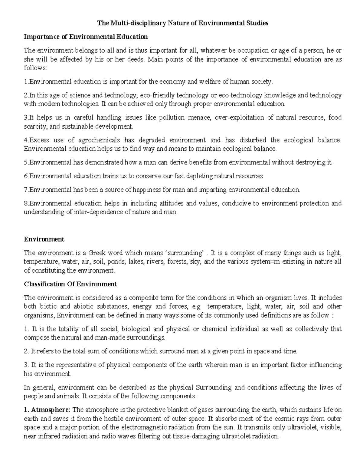 Multidisciplinary nature of Env - The Multi-disciplinary Nature of ...