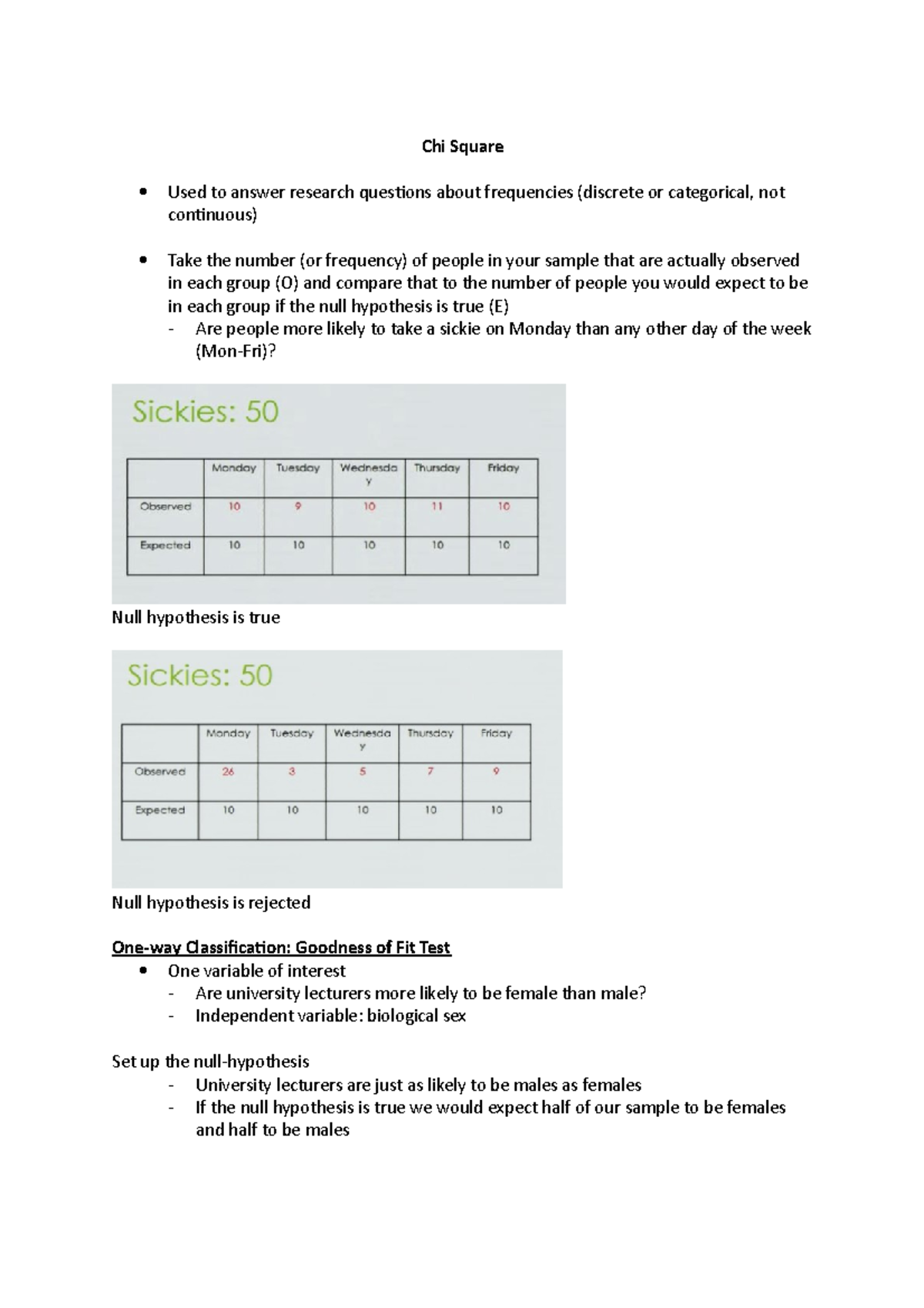 Week 4 - Chi Square - HD notes - Chi Square Used to answer research ...