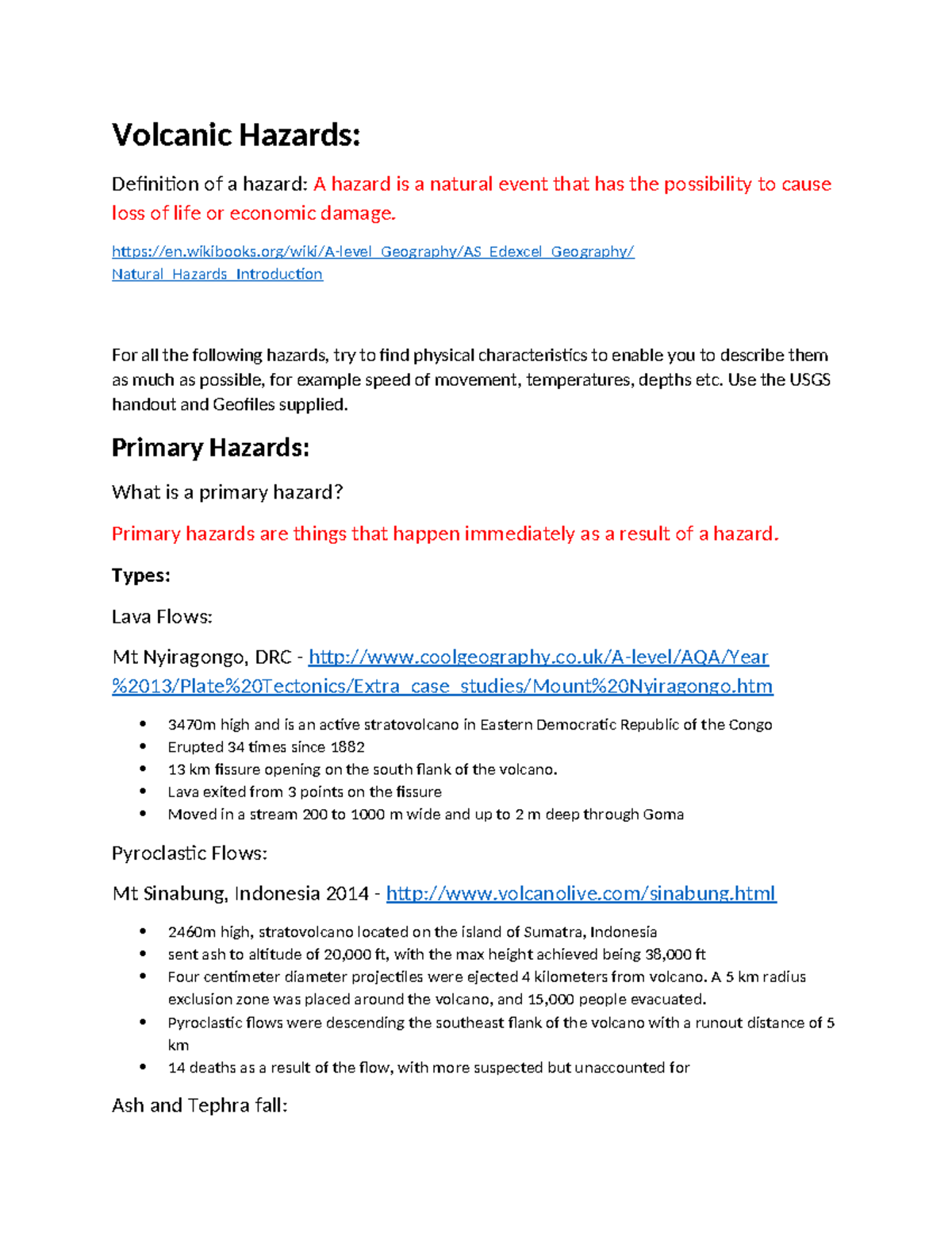 Volcanic Hazards Case Studies - Volcanic Hazards: Definition of a ...