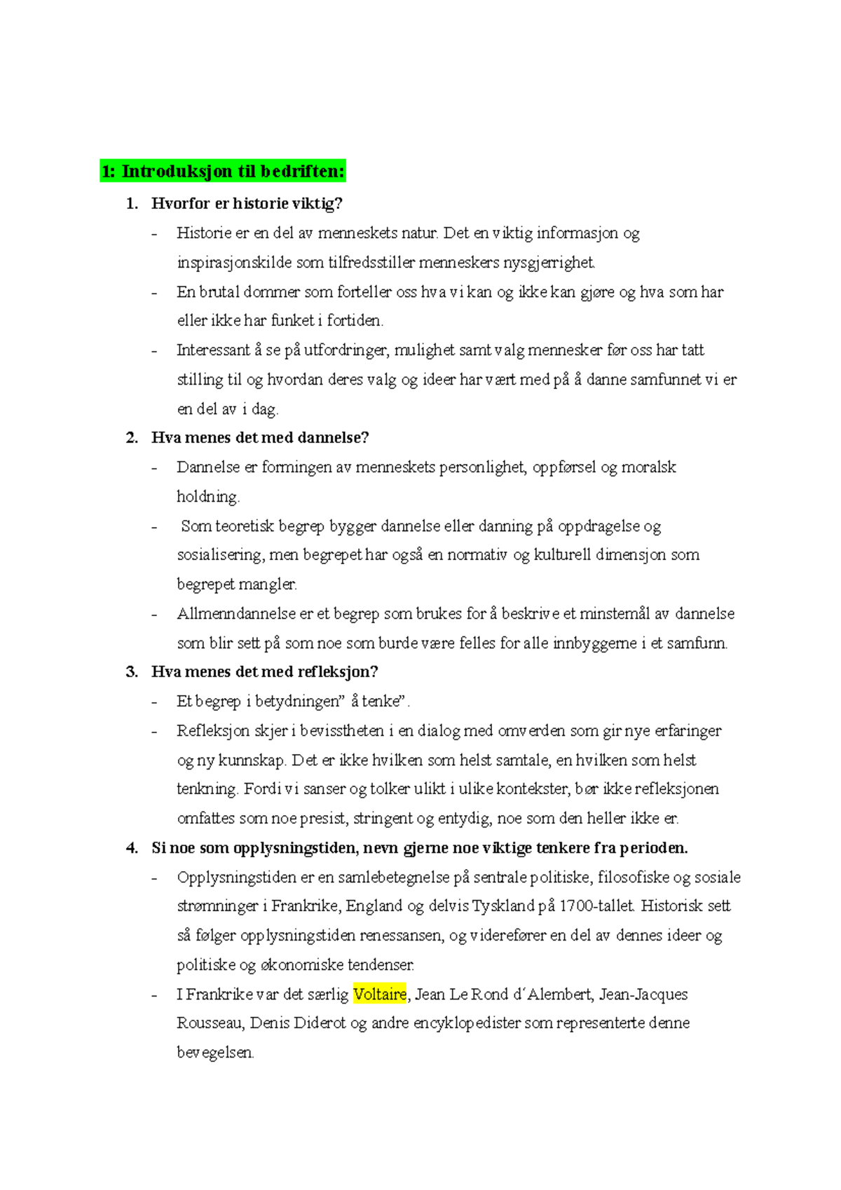 Bedriften-kortsvarsoppgaver - 1: Introduksjon til bedriften: Hvorfor er ...