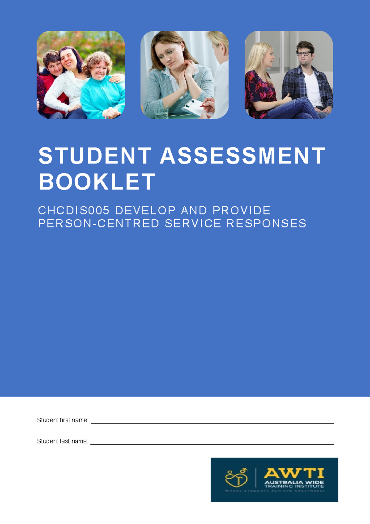Chcdis 005 Student Workbook (WORD) - C4D - STUDENT ASSESSMENT BOOKLET C ...