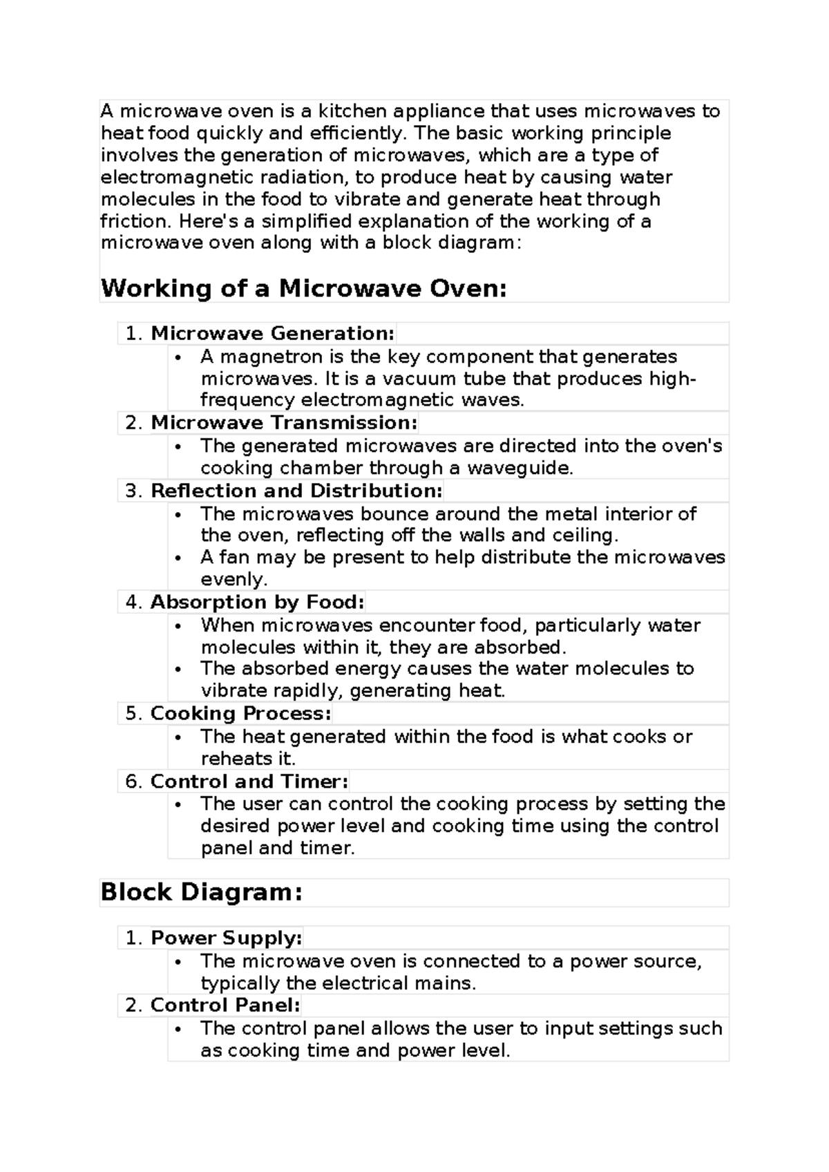 Microwave OVEN - Notes - A microwave oven is a kitchen appliance that ...