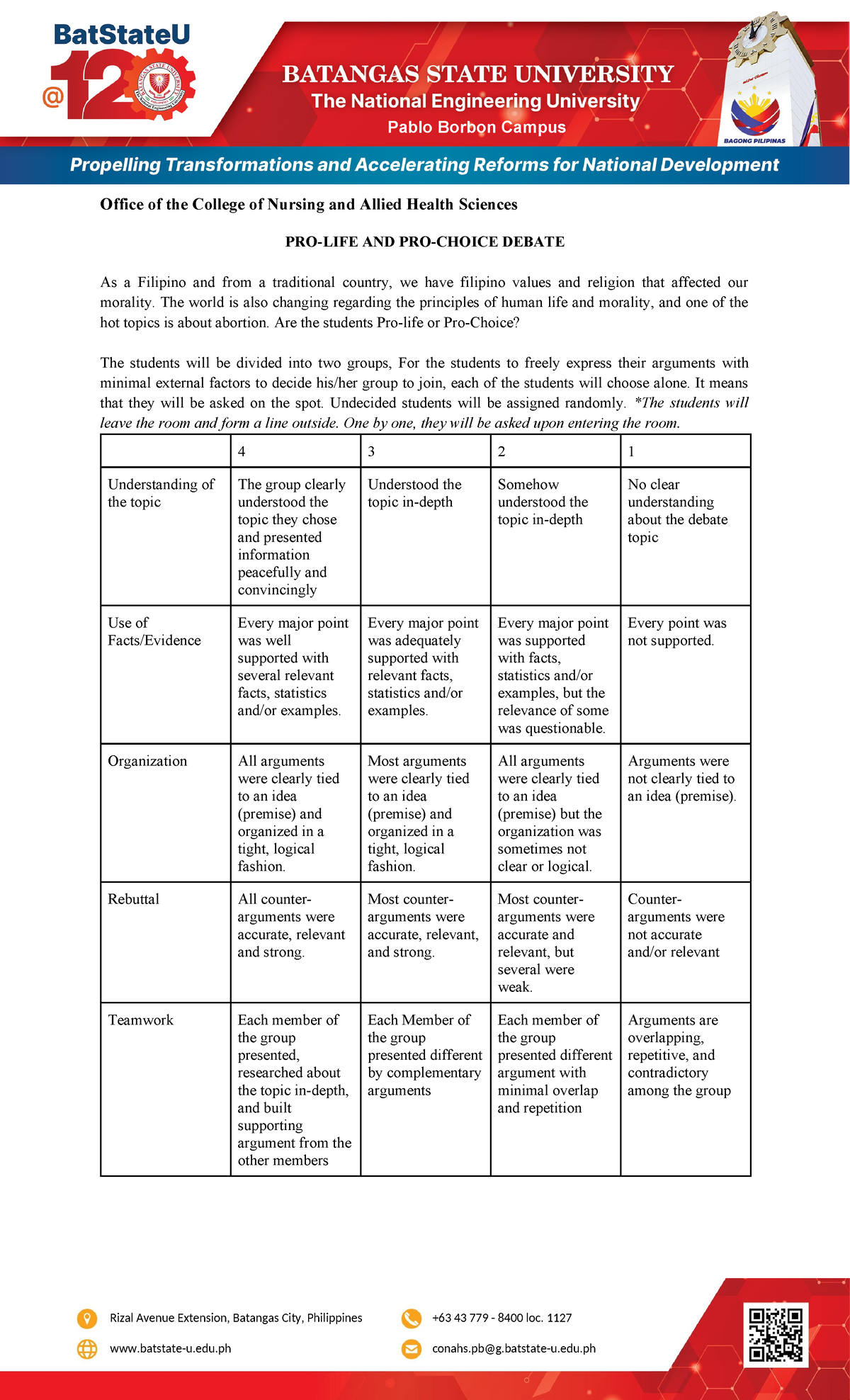 Debate-rubrics - sadasdas - Pablo Borbon CampusPablo Borbon Campus ...