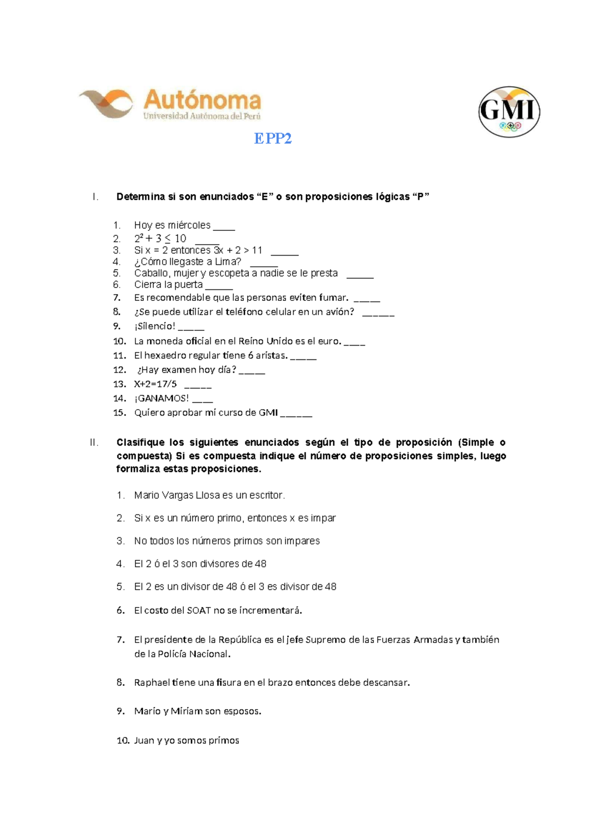 EPP2 Propuesta - k,mmmmmmmmmmmmmmmmmmmmmmmmmmmm - EPP I. Determina si ...