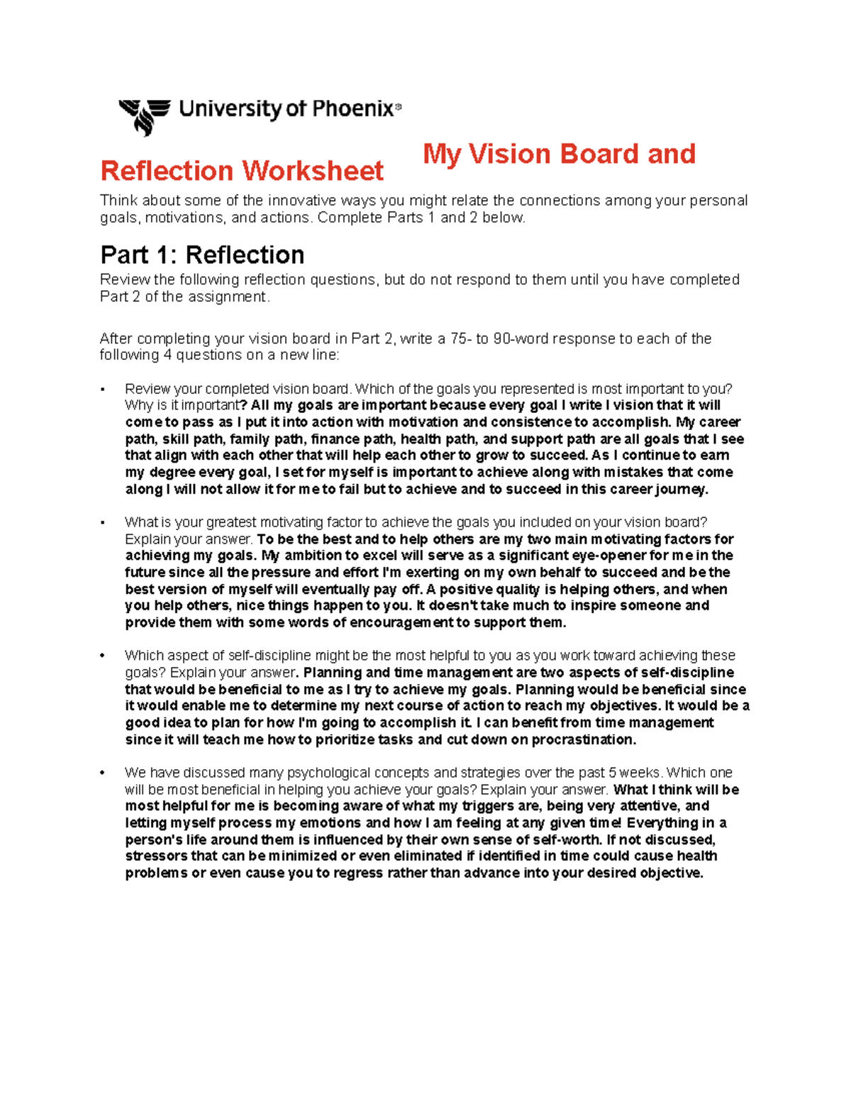 Psy110 v6 wk5 my vision board and reflection worksheet - My Vision ...