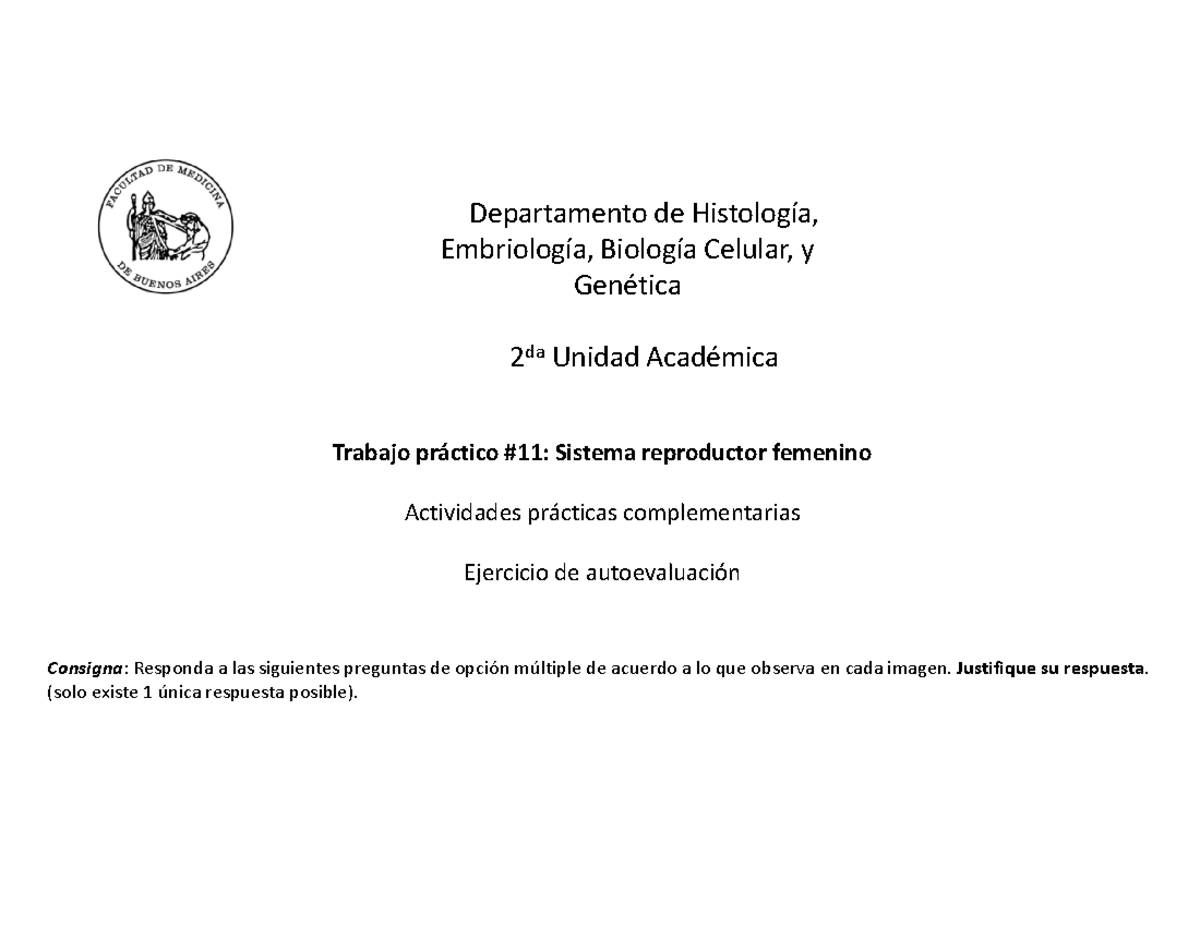 Autoevaluación TP11-Sist.reproductor femenino - Warning: TT: undefined function: 32 Trabajo ...