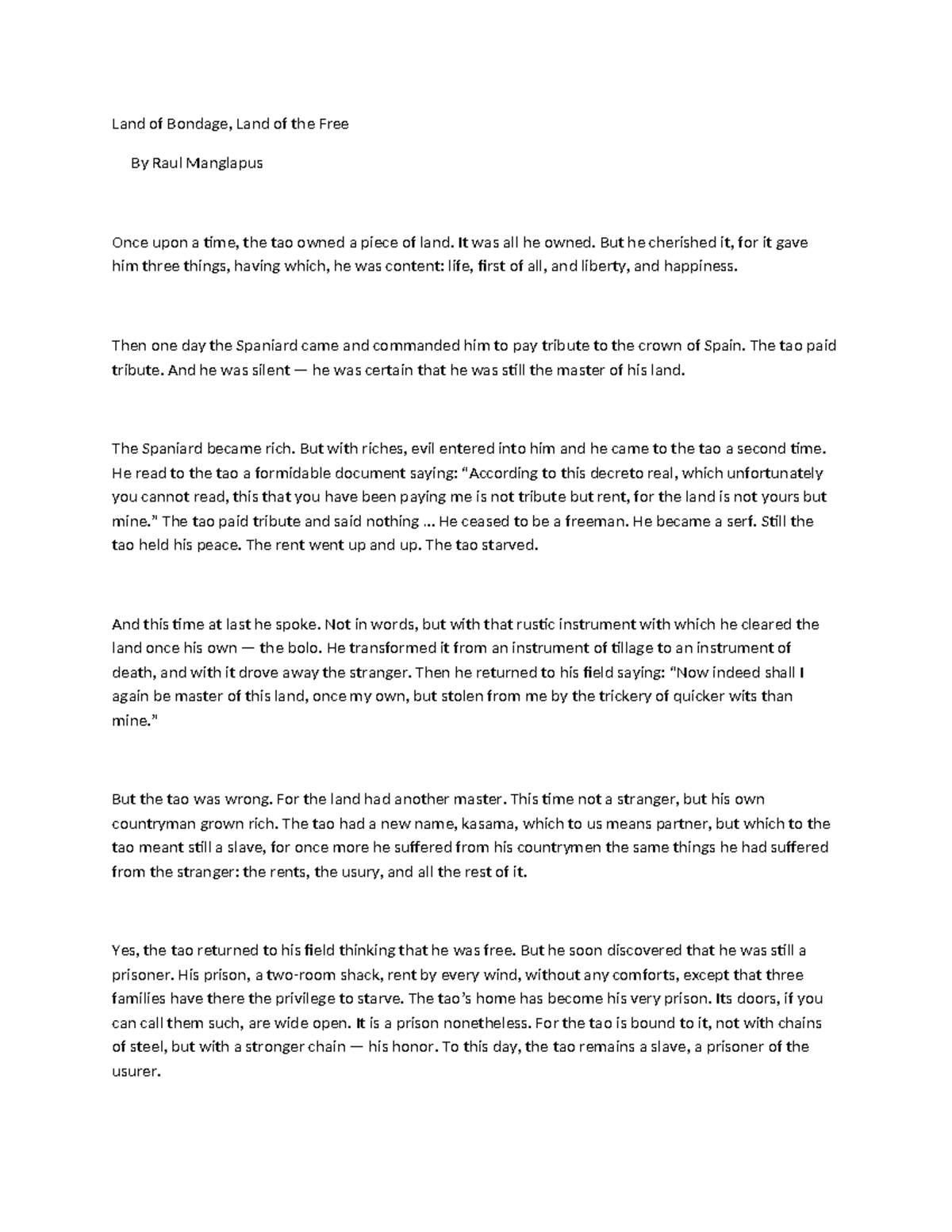 Land of Bondage - tyyy - Land of Bondage, Land of the Free By Raul ...