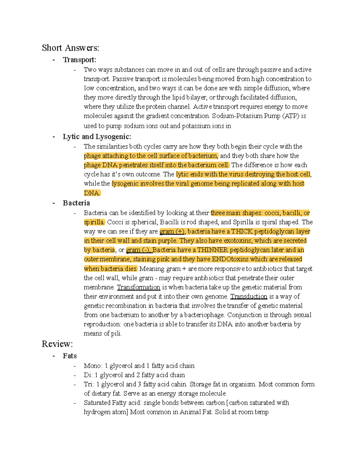 Study guide - exam 3: Unit 3 Cell components, bacteria, viruses and ...