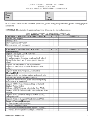 Nursing Physical Assessment Form Checklist