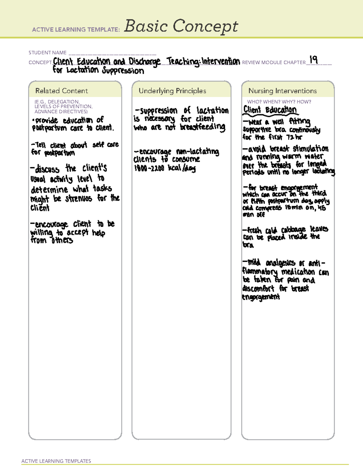 Ati Template Intervention for Lactation Suppression - ACTIVE LEARNING ...