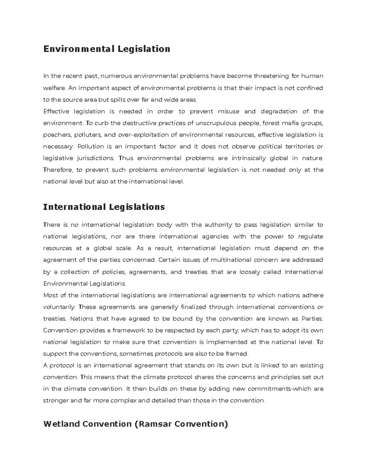 Environment Legislation - An important aspect of environmental problems ...