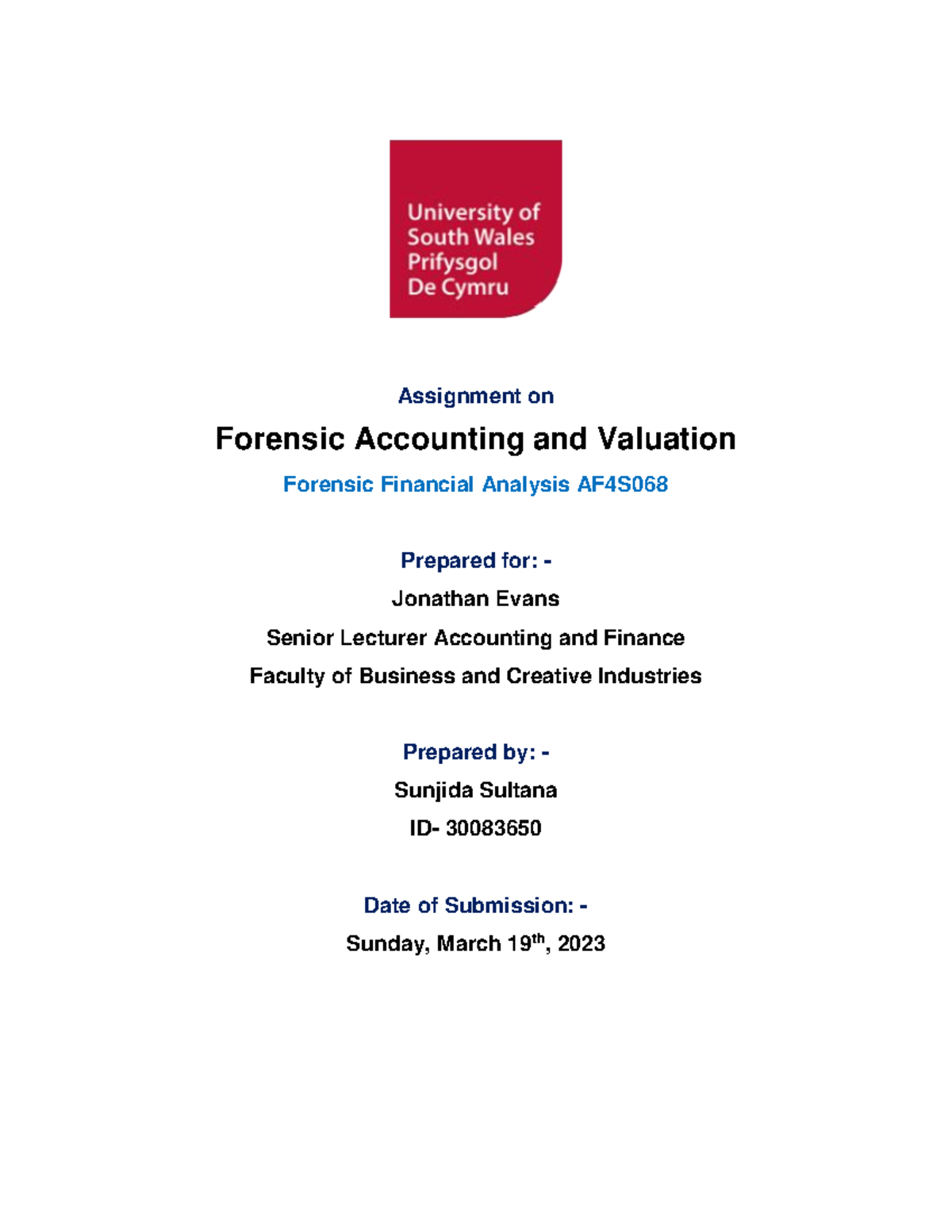 Final Assignment - Assignment on Forensic Accounting and Valuation ...