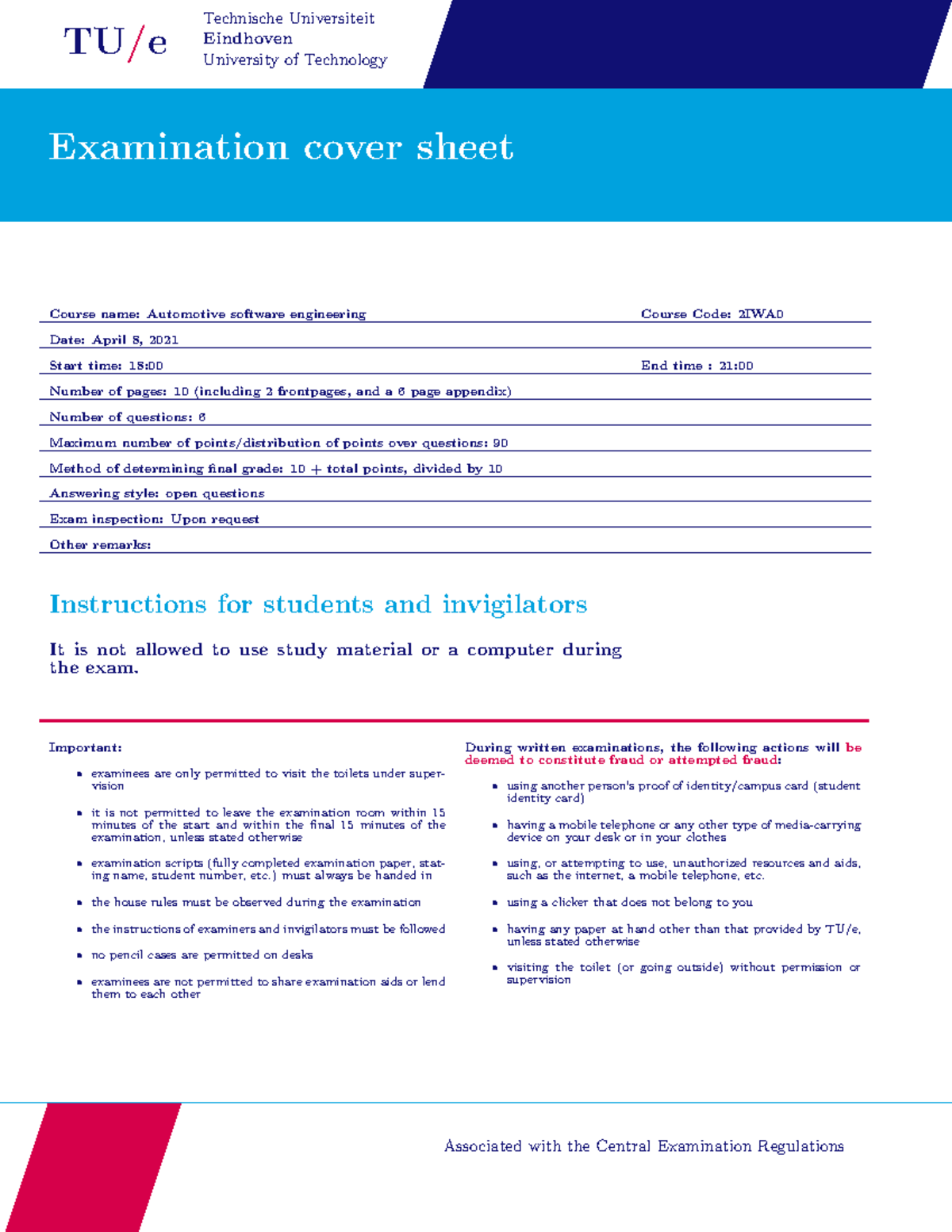 Exam 2IWA0 08apr21 - Resit of april 2021 - TU/e Technische Universiteit ...