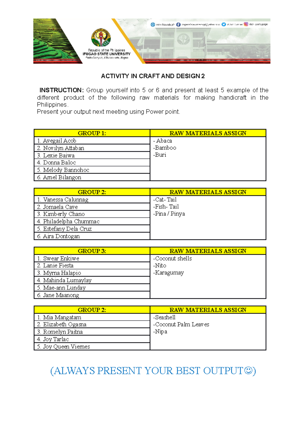 Group%20 Activity- Craft%20AND%20 Design%202 - ACTIVITY IN CRAFT AND ...