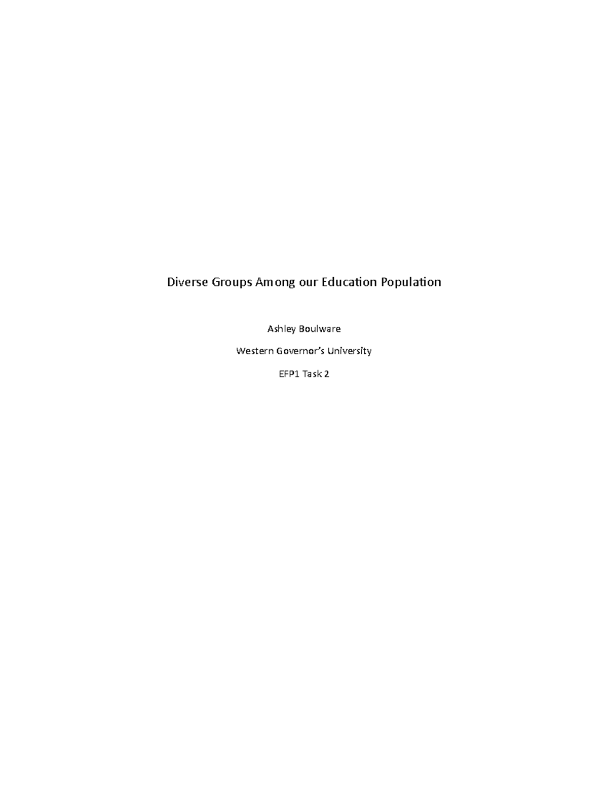 Task 2 ABoulware Diverse Groups Amoung Education - Diverse Groups Among ...