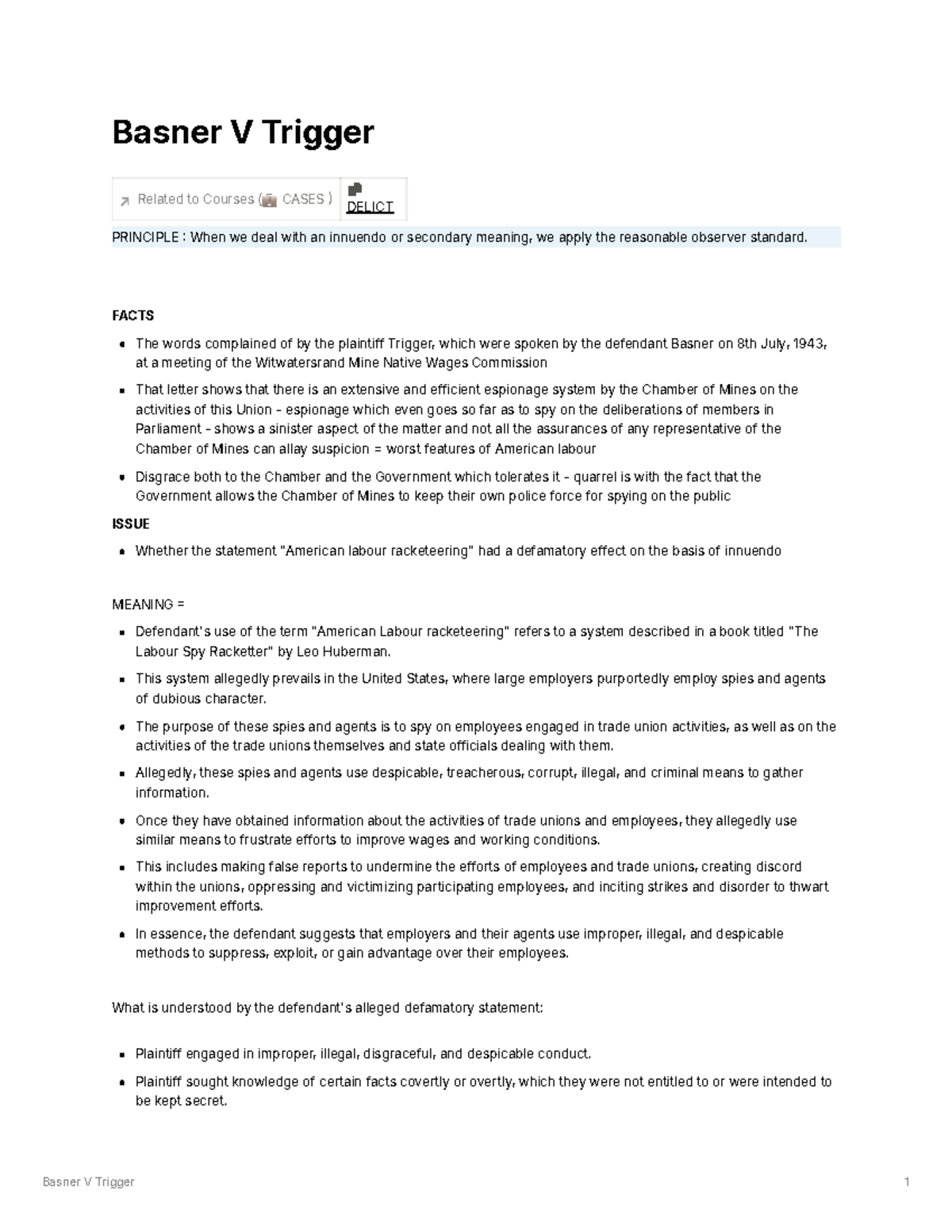 Basner - Case Law - Basner V Trigger 1 Basner V Trigger Related to ...