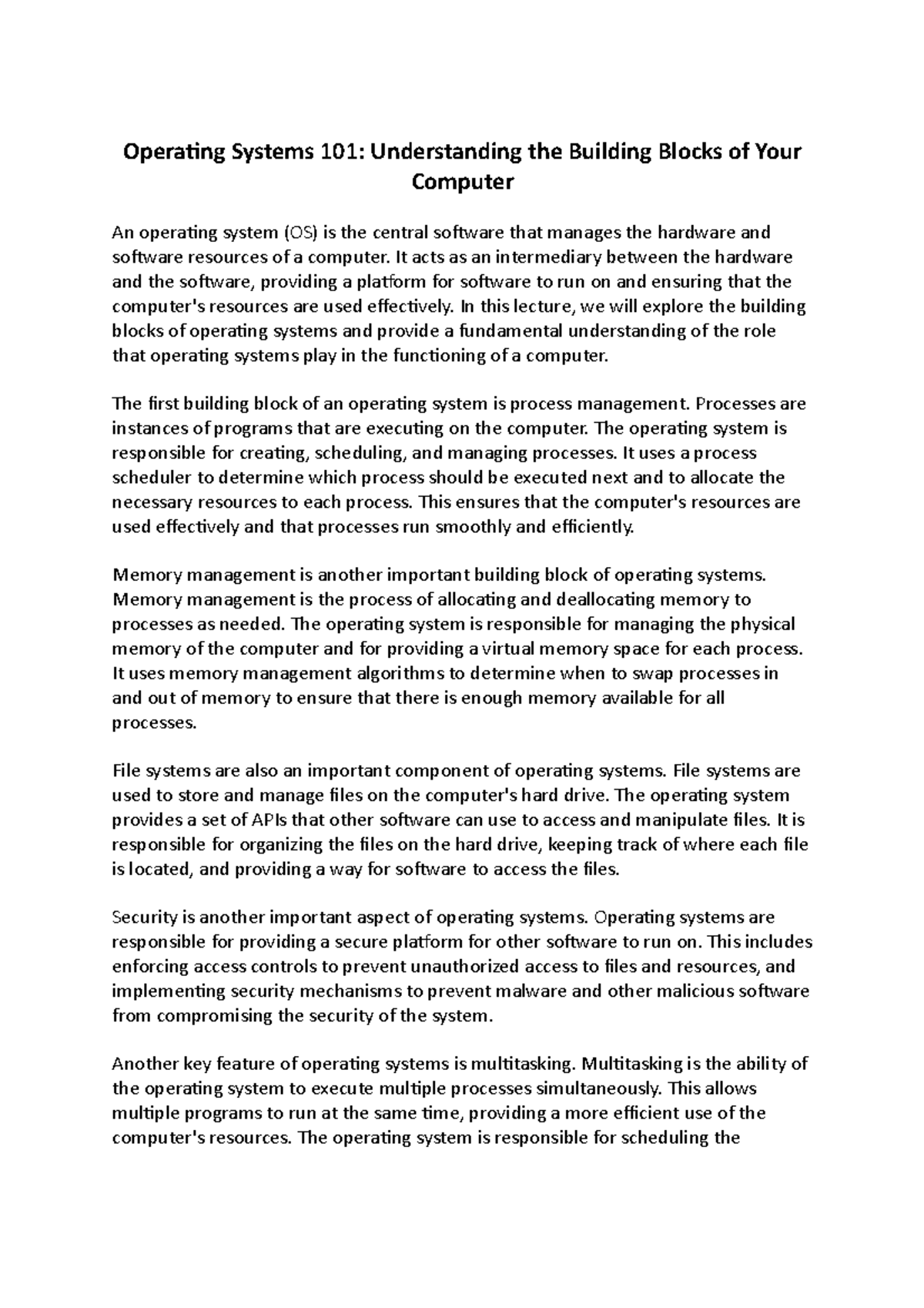 Operating Systems 101- Understanding the Building Blocks of Your Computer - Operating Systems ...