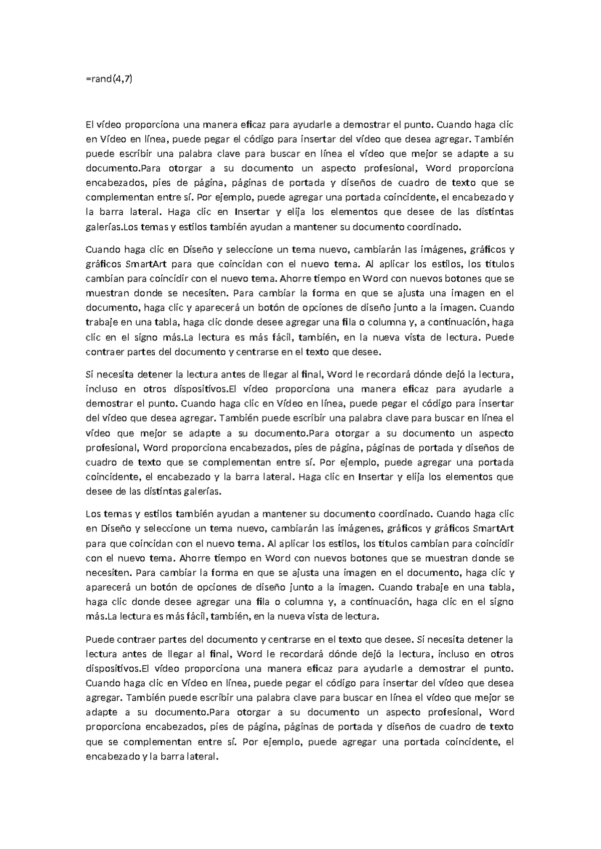 RAND Y Lorem - =rand(4,7) El vídeo proporciona una manera eficaz para ...