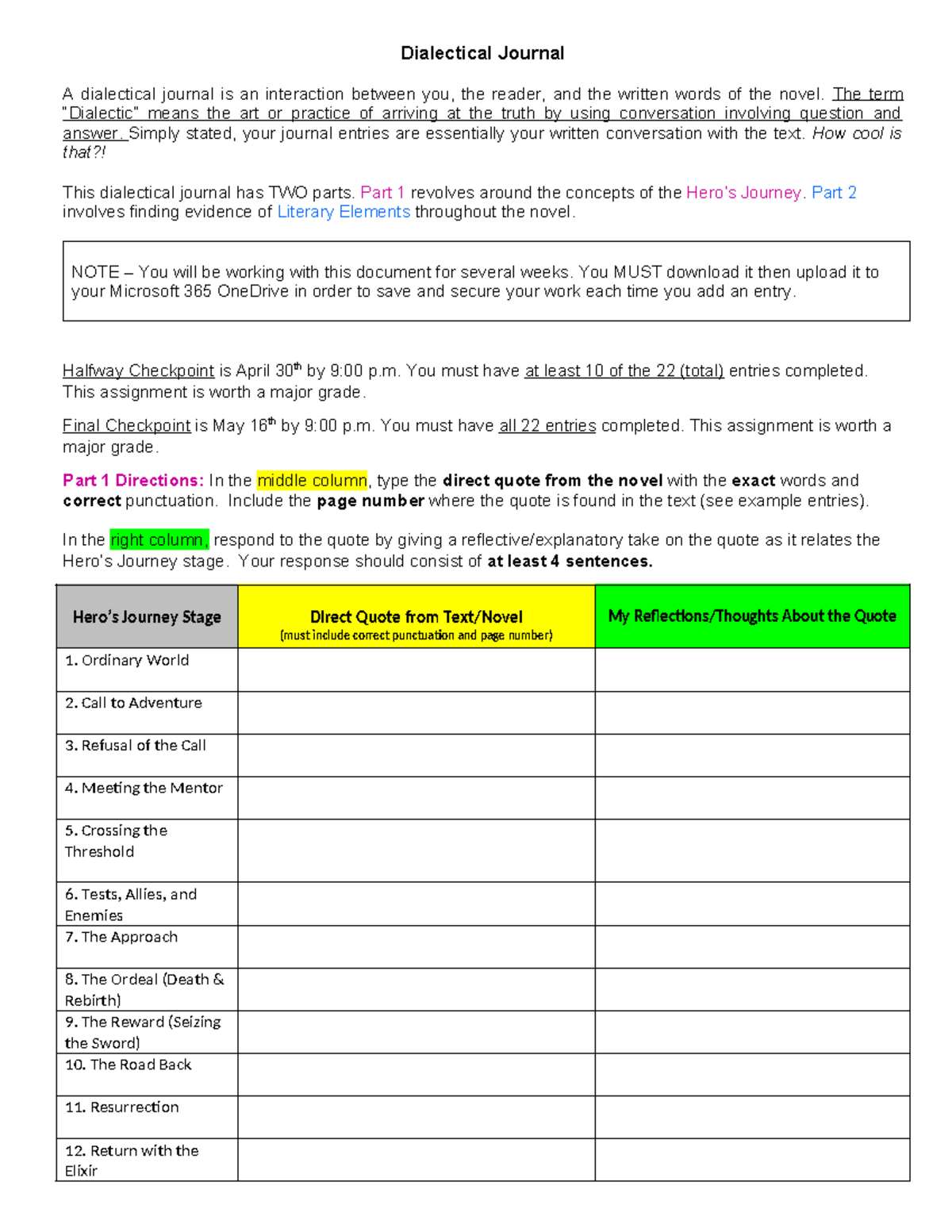 Dialetical+Journal+2024 - Dialectical Journal A dialectical journal is ...