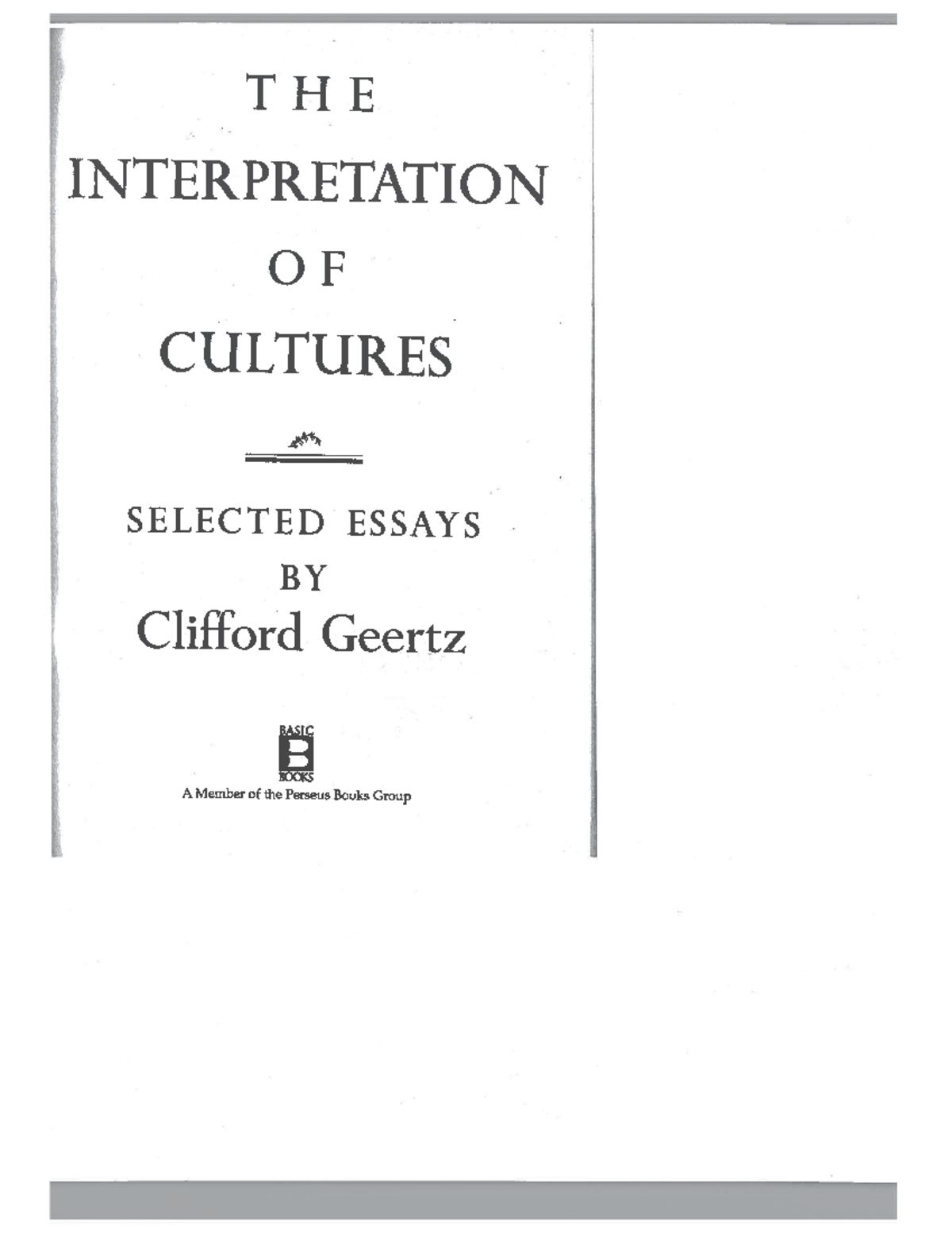 Geertz (1973) ch 1 excerpts Interpretation of Cultures - CWL 254 - Studocu