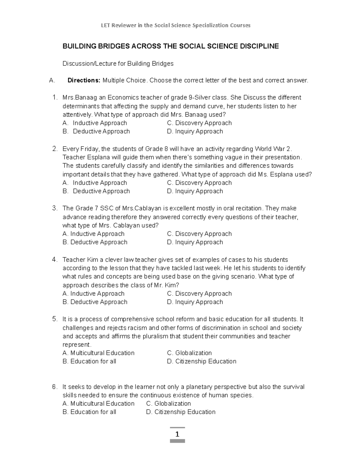 LET Reviewer Part 2 - CBE 3 (Social Studies Specialization) - BUILDING ...