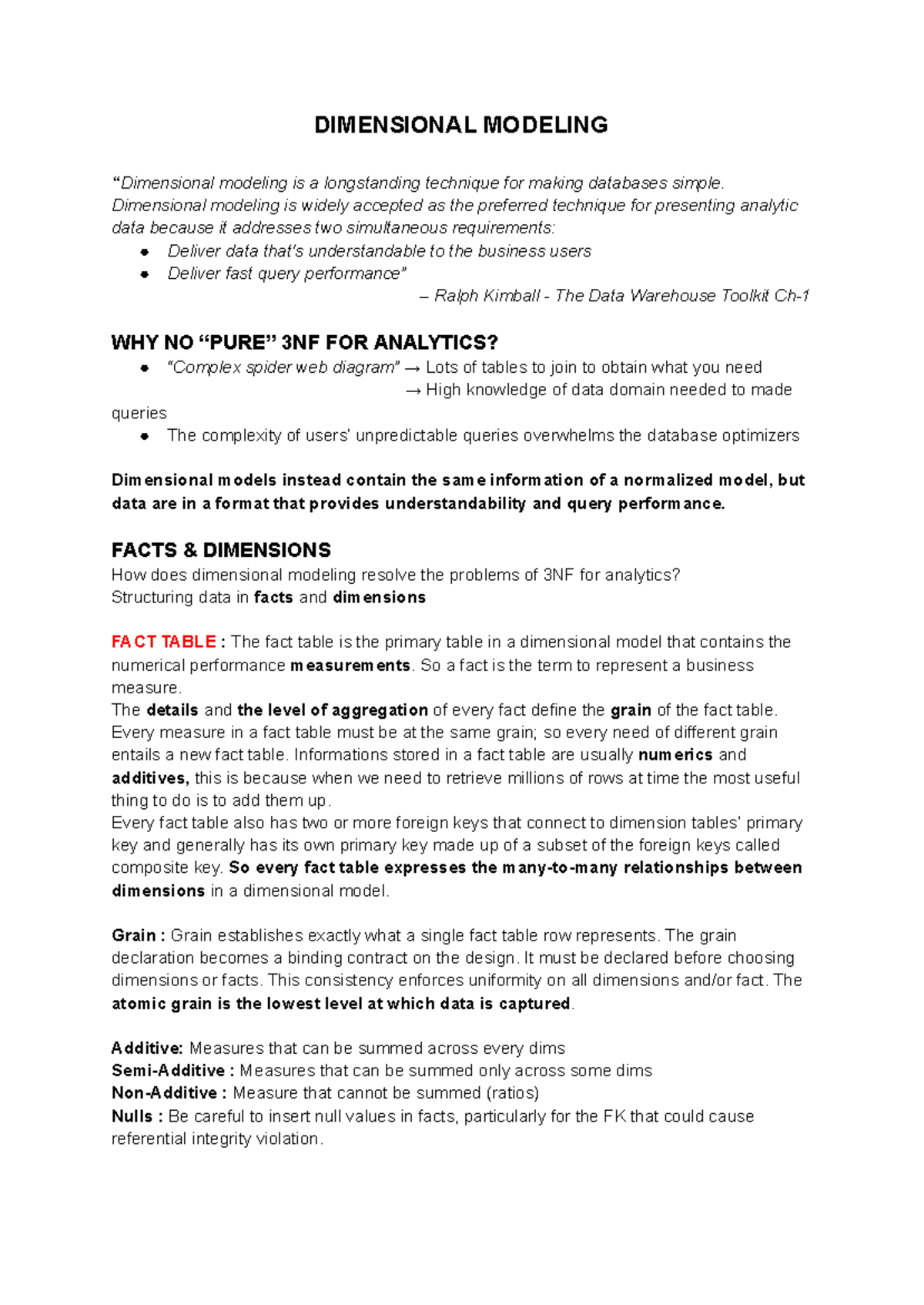 Dimensional Modeling - Data documents - DIMENSIONAL MODELING “Dimensional modeling is a ...