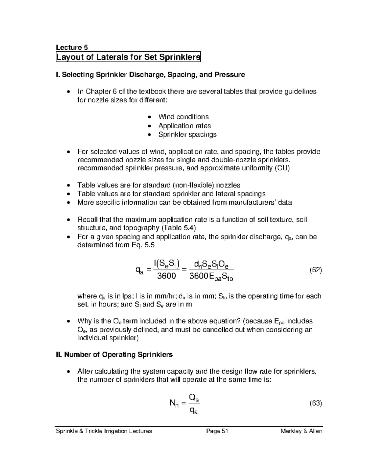 Lecture 5 layout of laterals for set sprinklers - Sprinkle & Trickle ...