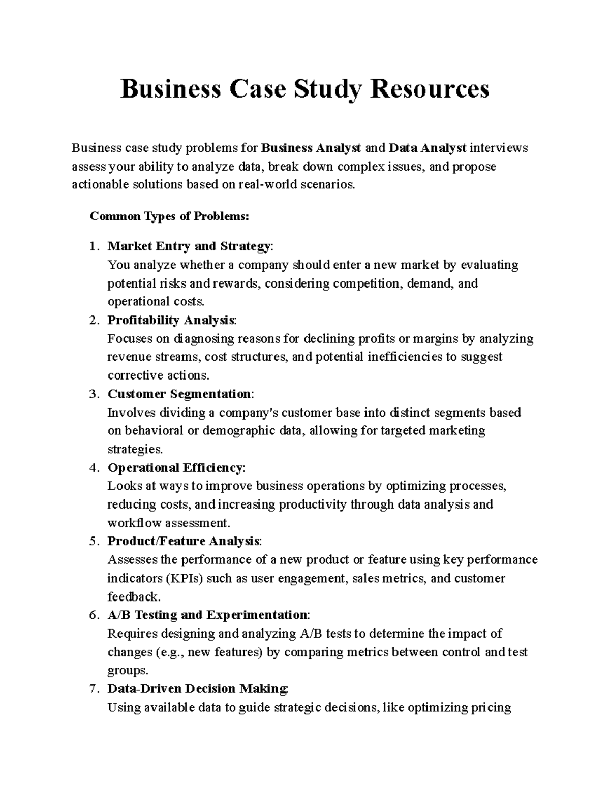 Business Case Study Resources - Business Case Study Resources Business ...