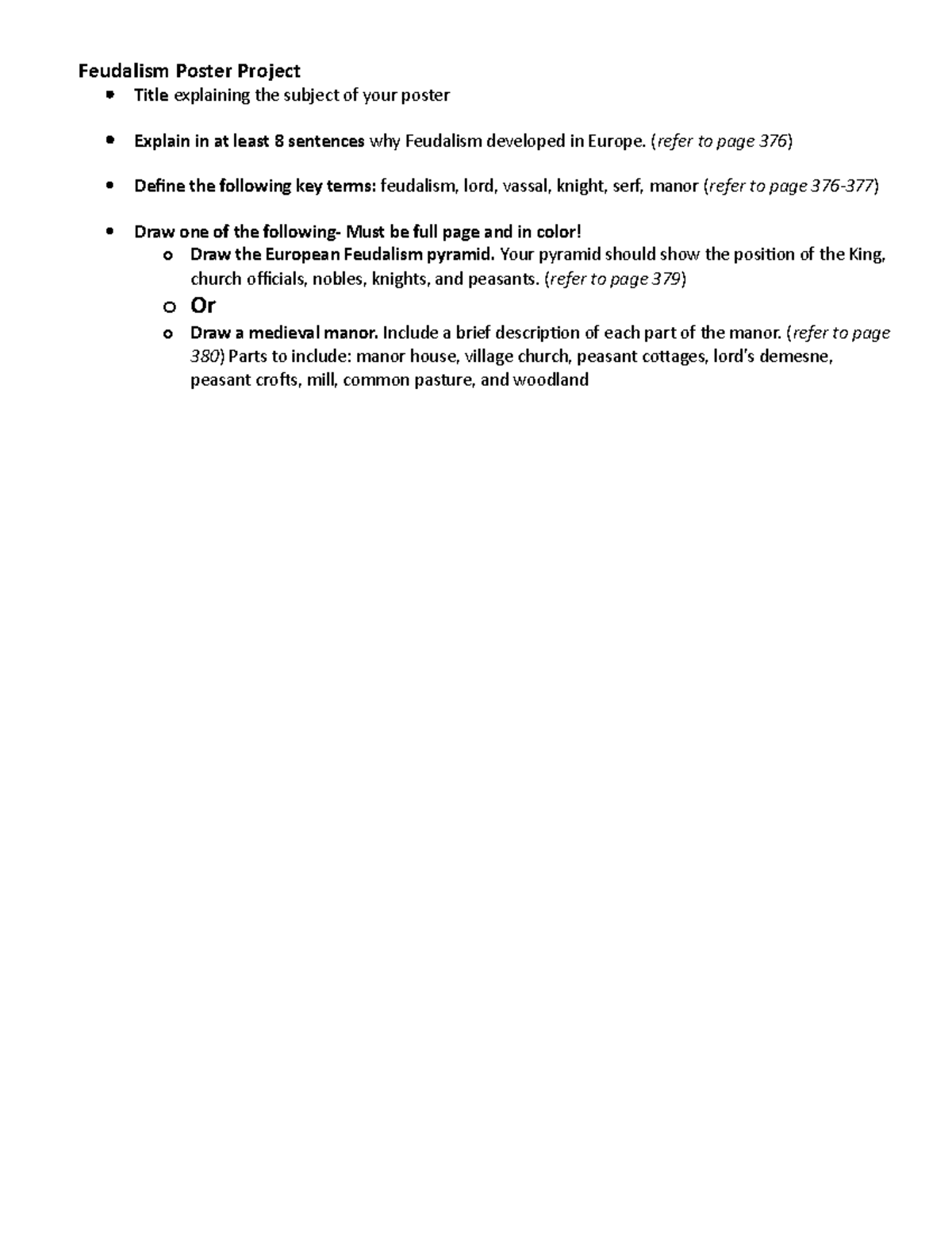 Day 3- feudalism poster project 2 - Feudalism Poster Project Title ...