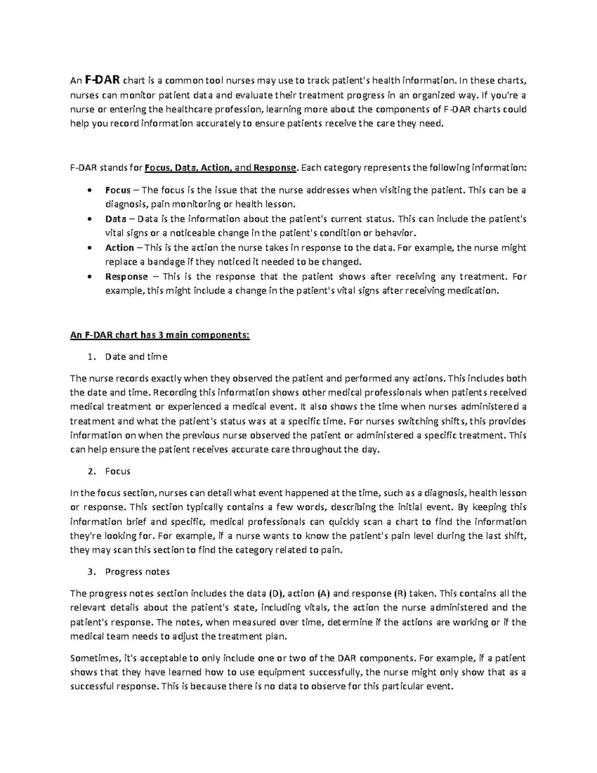 ICU - FDAR, Mechanical Ventilator, etc. - An F-DAR chart is a common ...