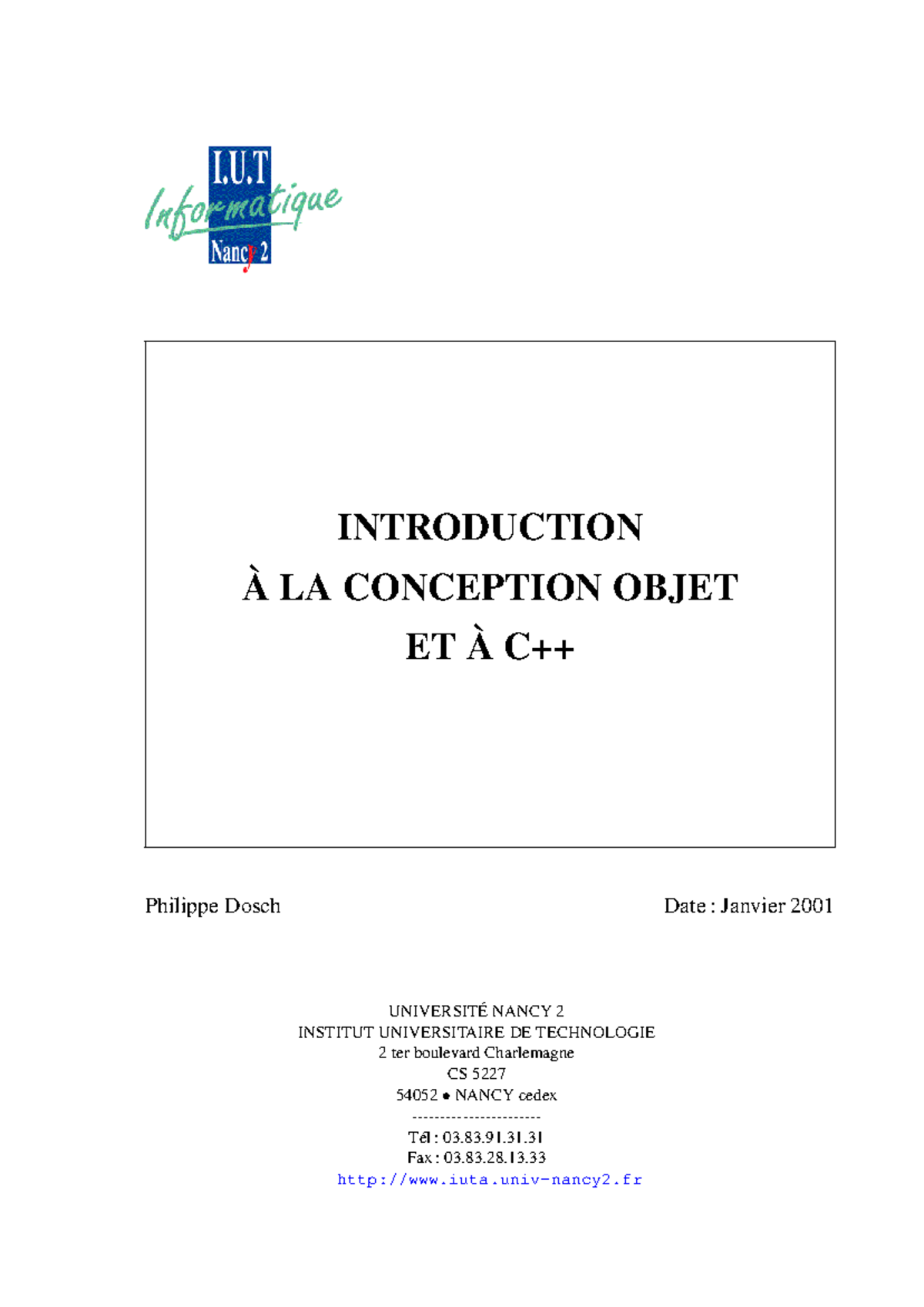 Introduction À LA Conception Objet ET À C++ - INTRODUCTION À LA ...