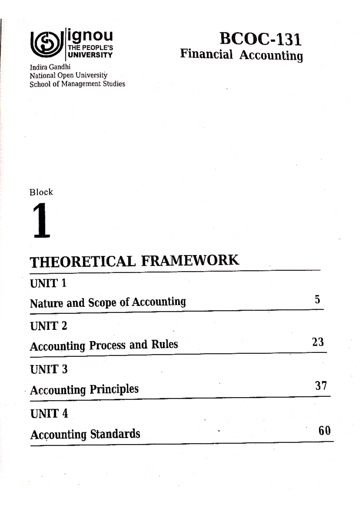 BCOC-131 Block-1 unit-1 - Financial Accounting - Studocu