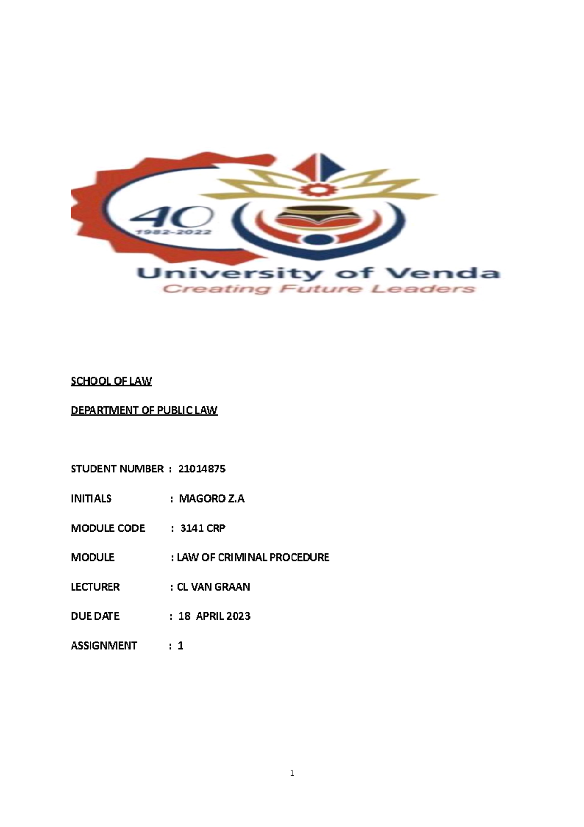 CRP 3141 - Also dig further. - SCHOOL OF LAW DEPARTMENT OF PUBLIC LAW ...